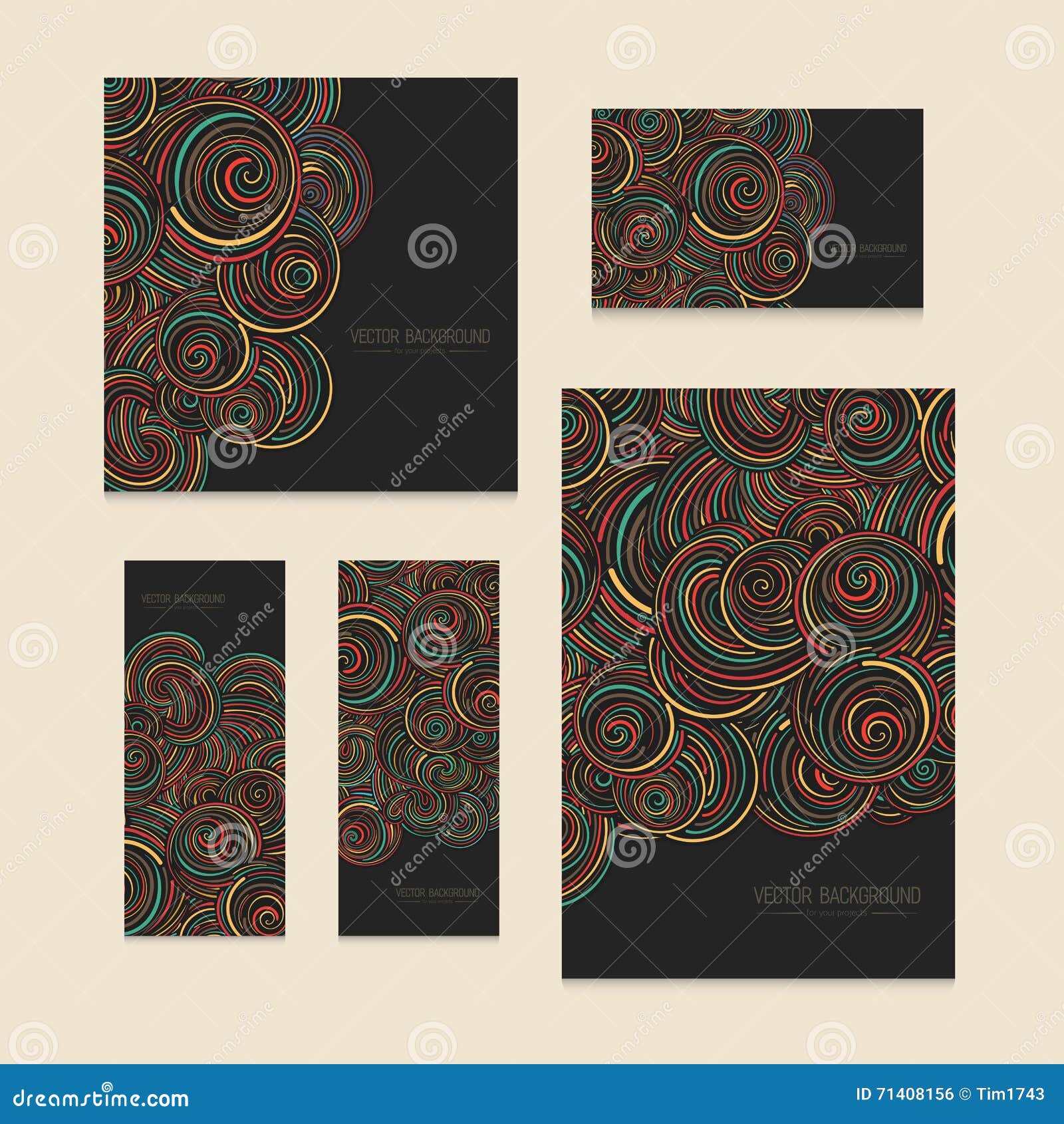 Set of Colorful Abstract Curly Vector Background Stock Vector ...