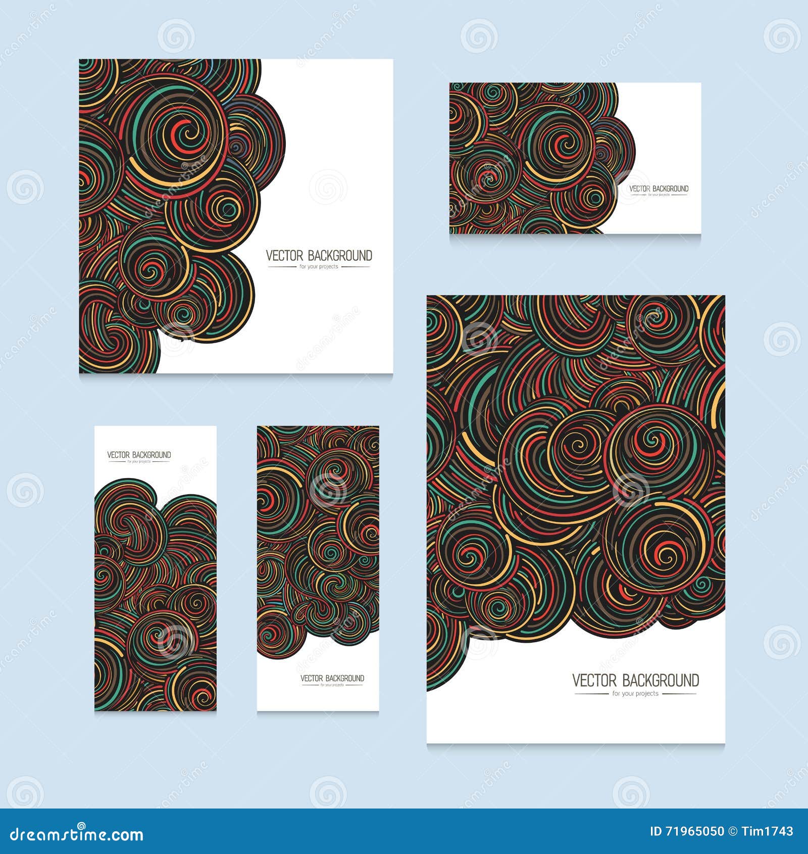 Set of Colorful Abstract Curly Vector Background Stock Vector ...