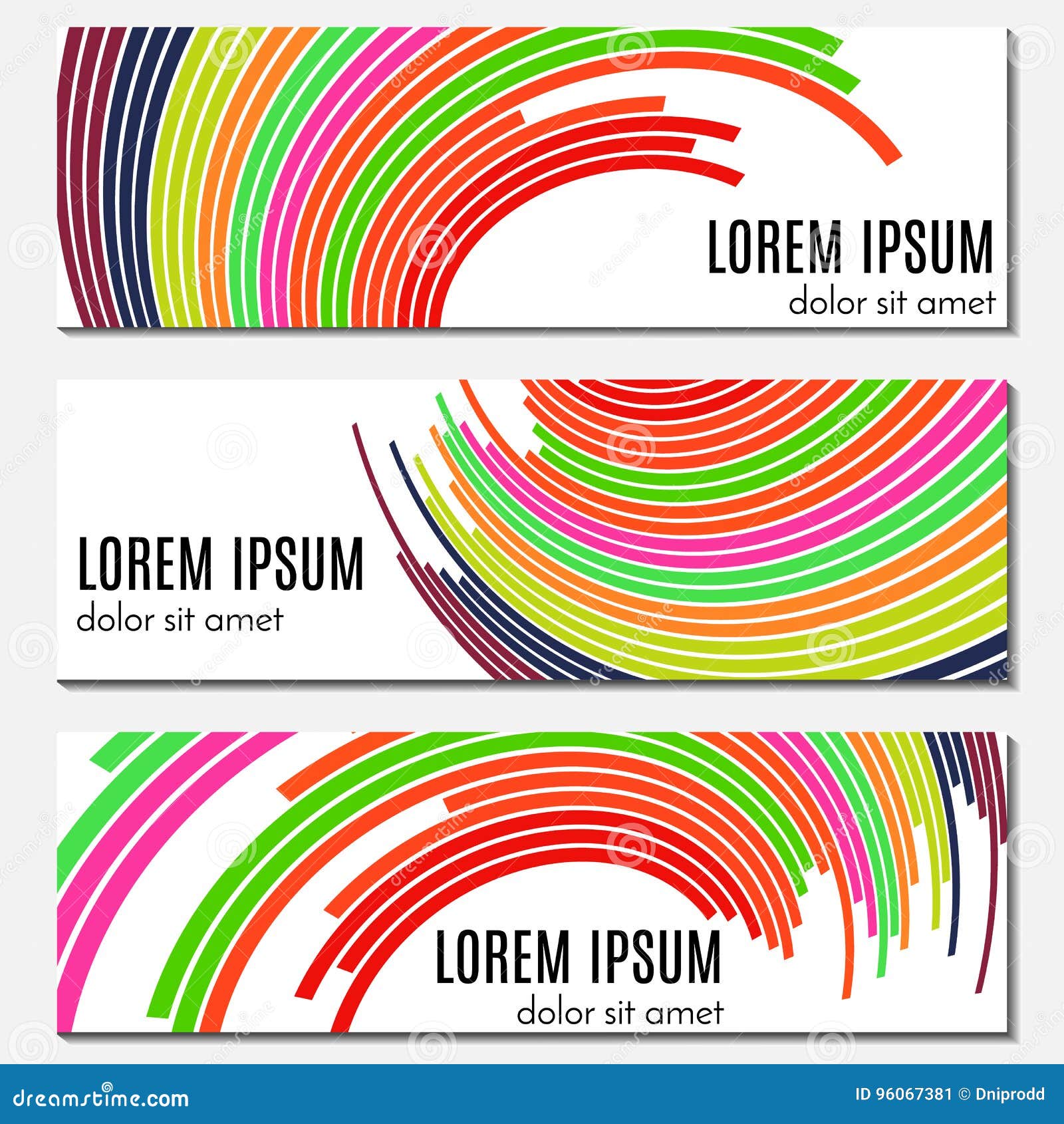 Set of Colorful Abstract Header Banners with Curved Lines and Place for ...