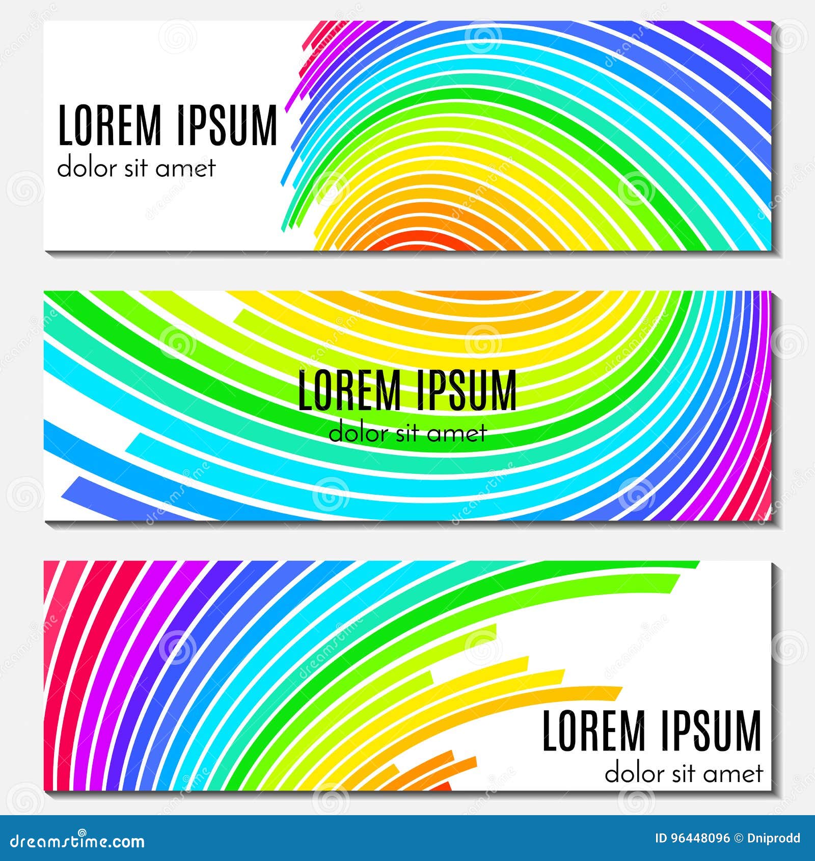 Set of Colorful Abstract Header Banners with Curved Lines and Place for ...