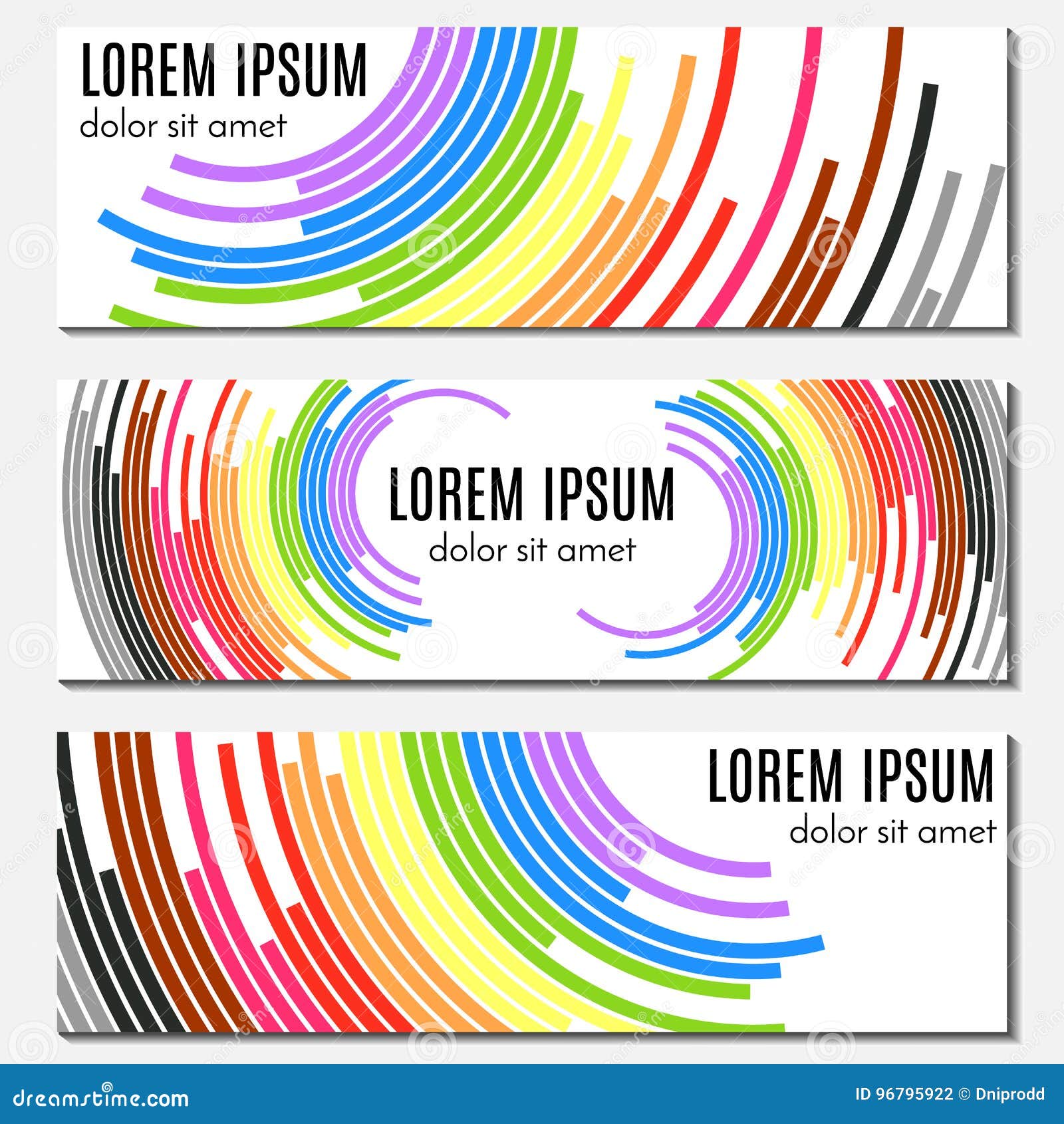 Set of Colorful Abstract Header Banners with Curved Lines and Place for ...