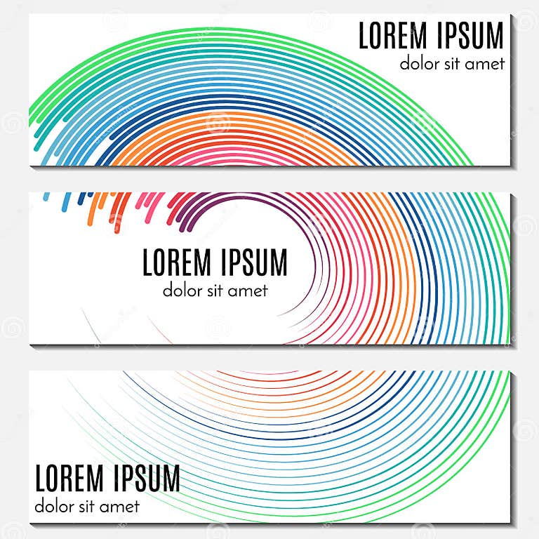 Set of Colorful Abstract Header Banners with Curved Lines and Place for ...