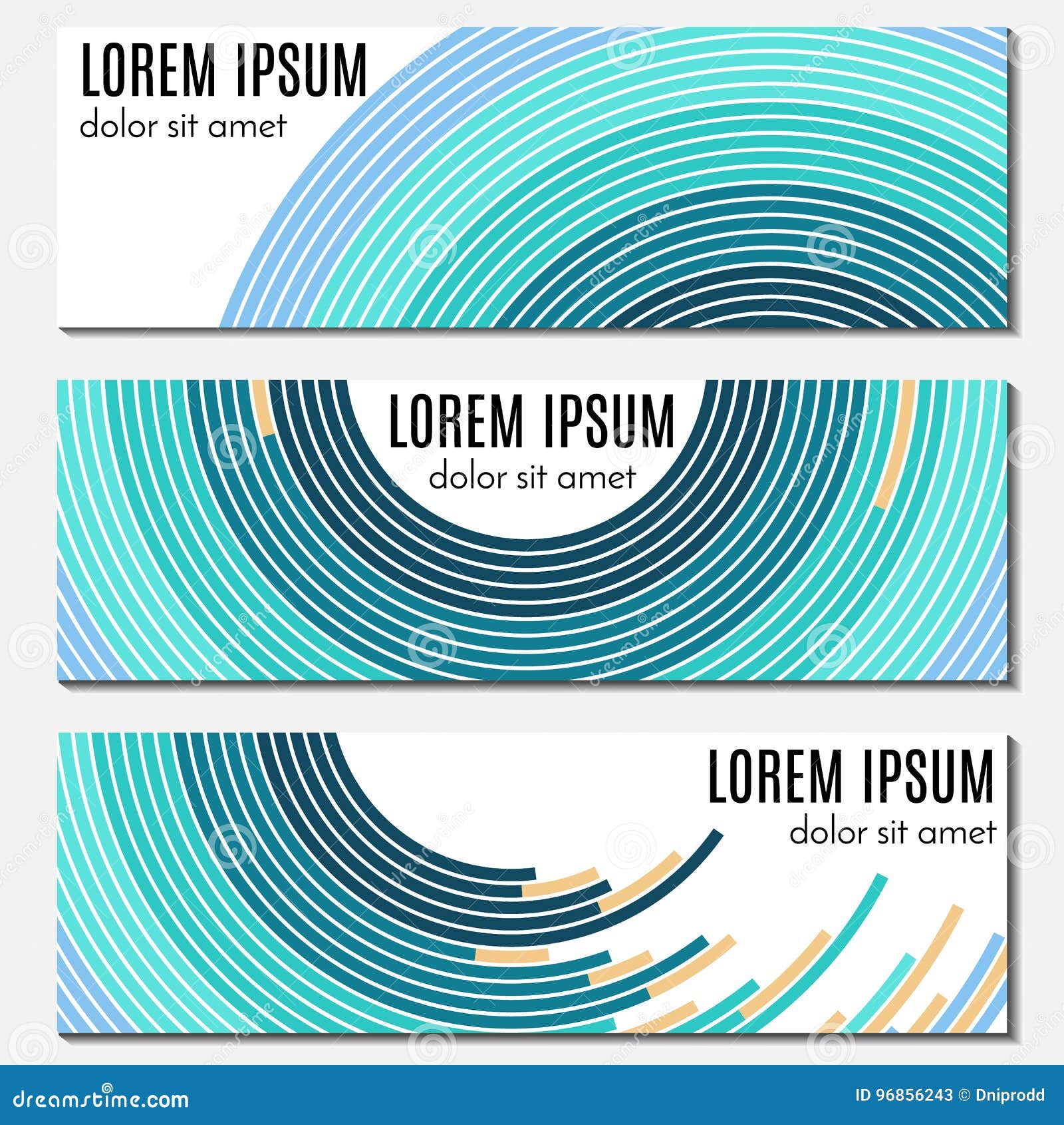 Set of Colorful Abstract Header Banners with Curved Lines and Place for ...