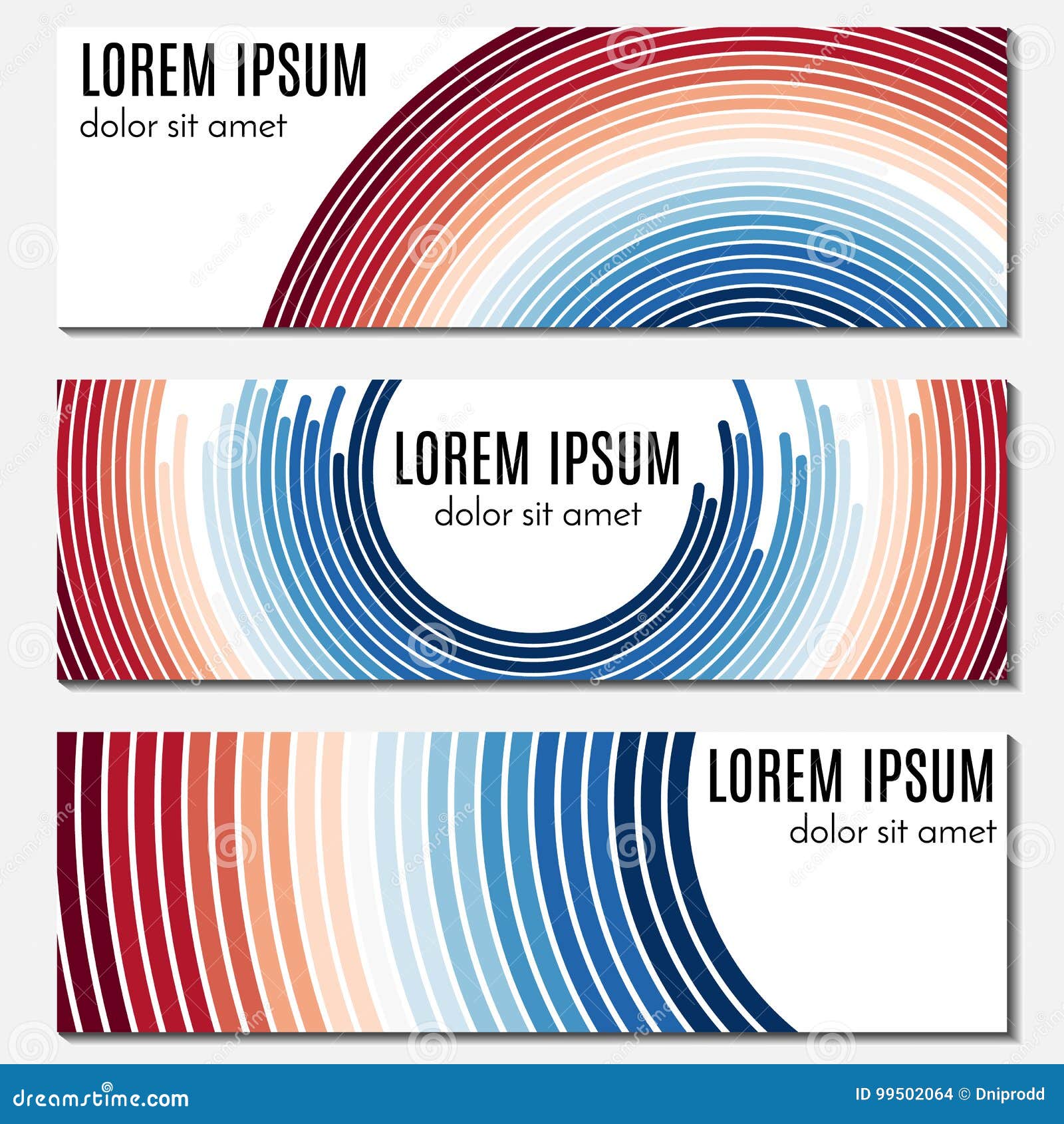 Set of Colorful Abstract Header Banners with Curved Lines and Place for ...