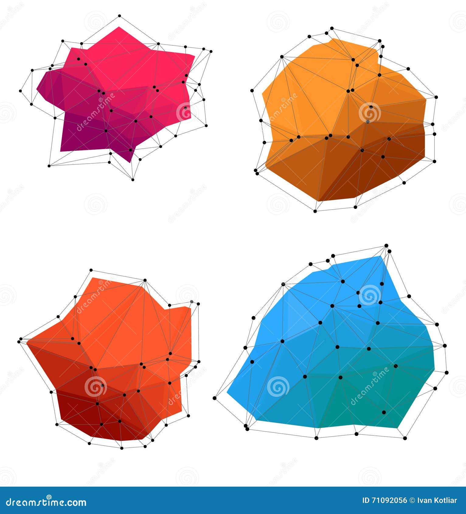 Set of Colorful Abstract Low Poly Shapes. Stock Vector - Illustration ...