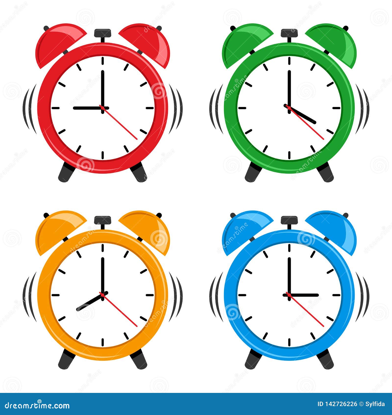 Set of Colorful Alarm Clock. Vector Stock Illustration - Illustration ...