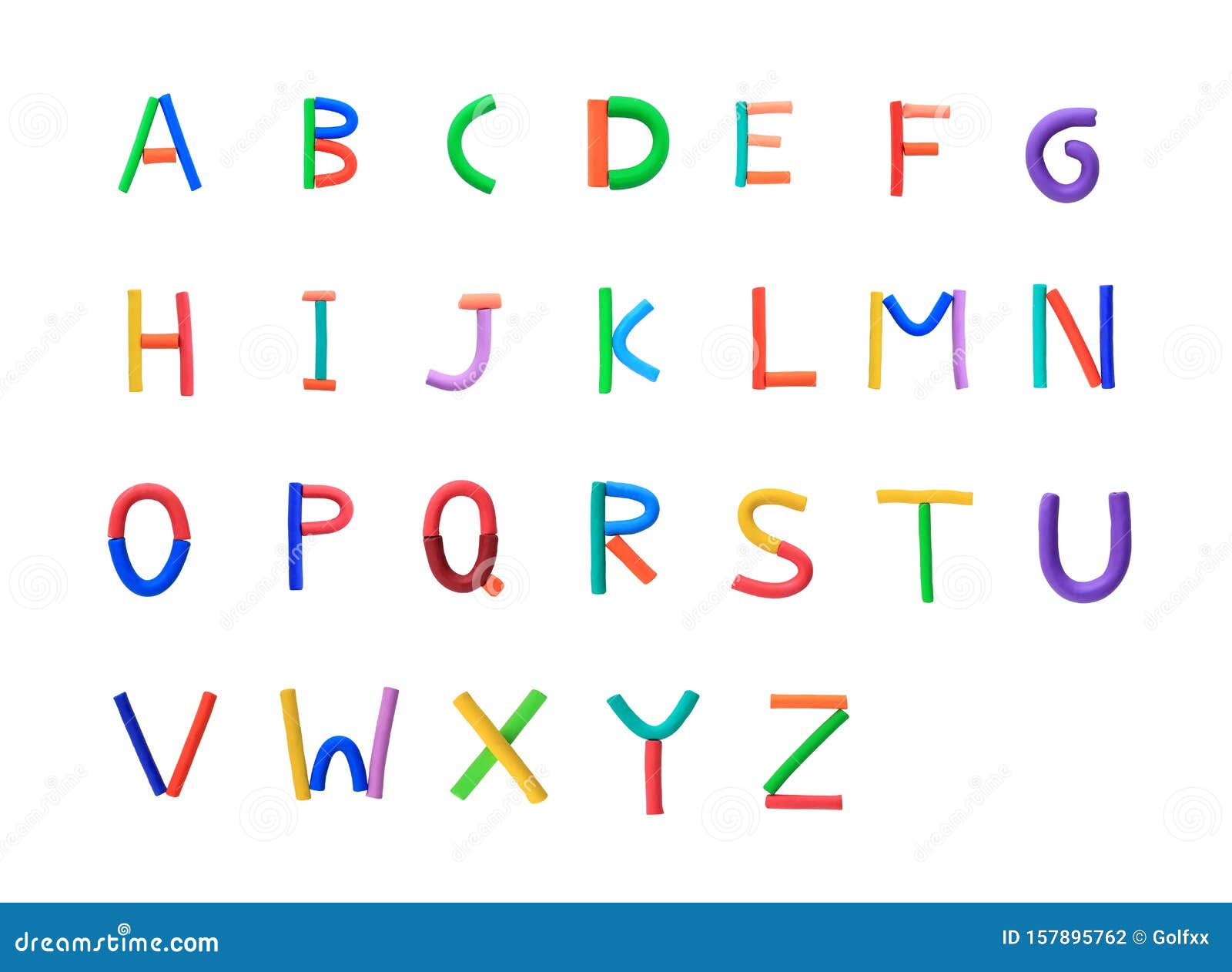 Set of Colorful Alphabet Made from Clay Isolated on White Background ...