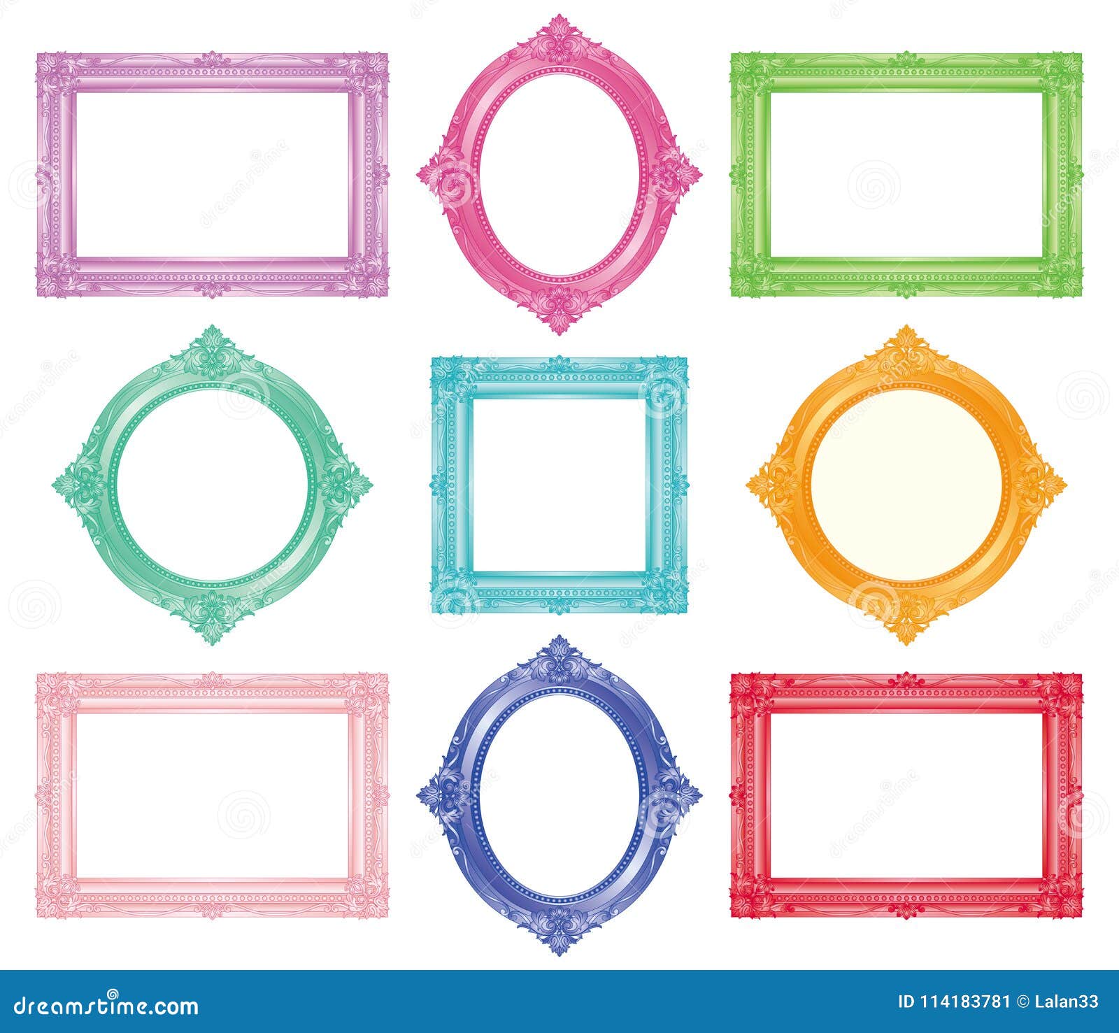 Set of Colorful Antique Frames. Stock Vector - Illustration of museum ...