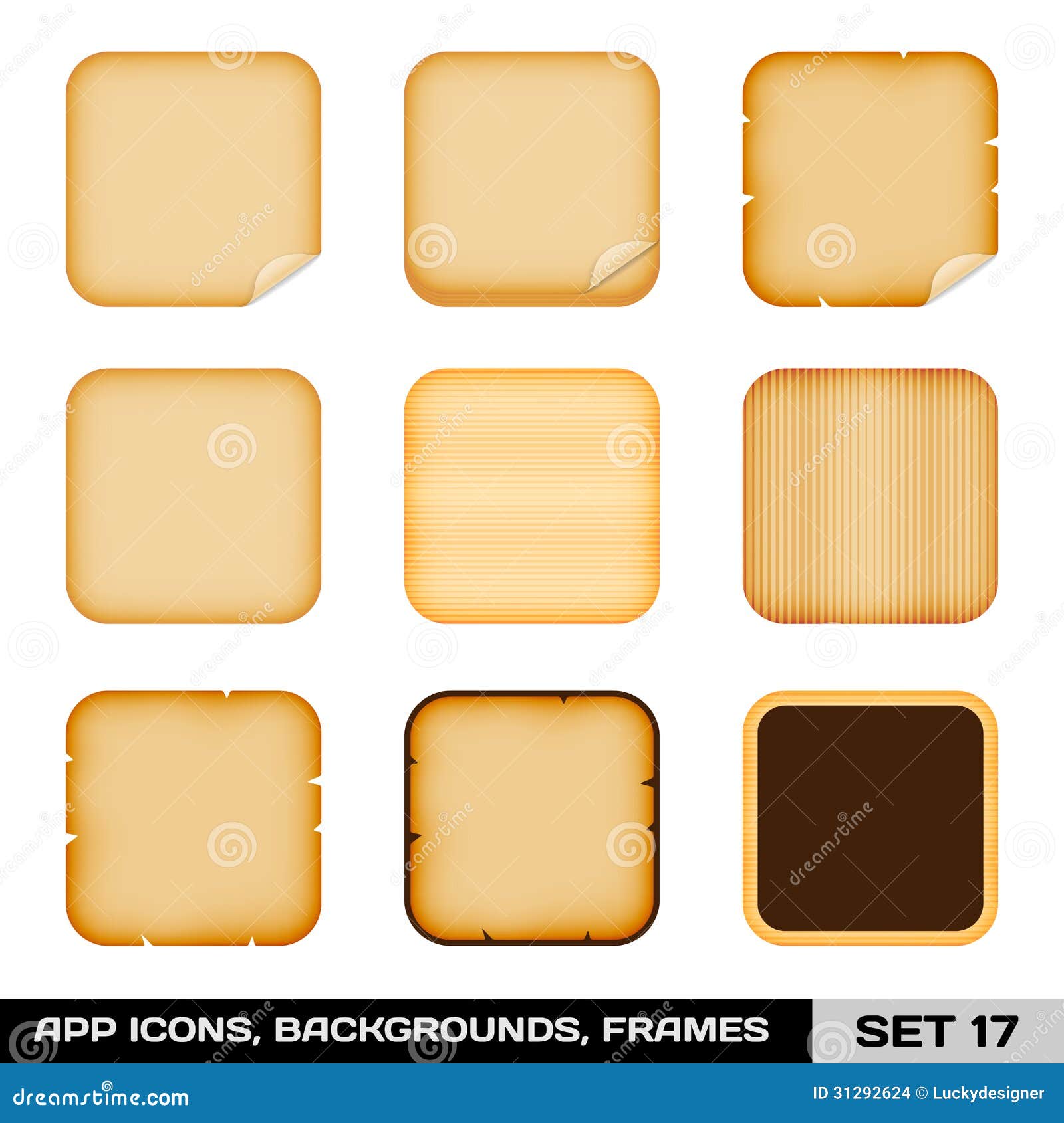 Set of Colorful App Icon Frames, Templates, Backgrounds. Set 17 Stock ...