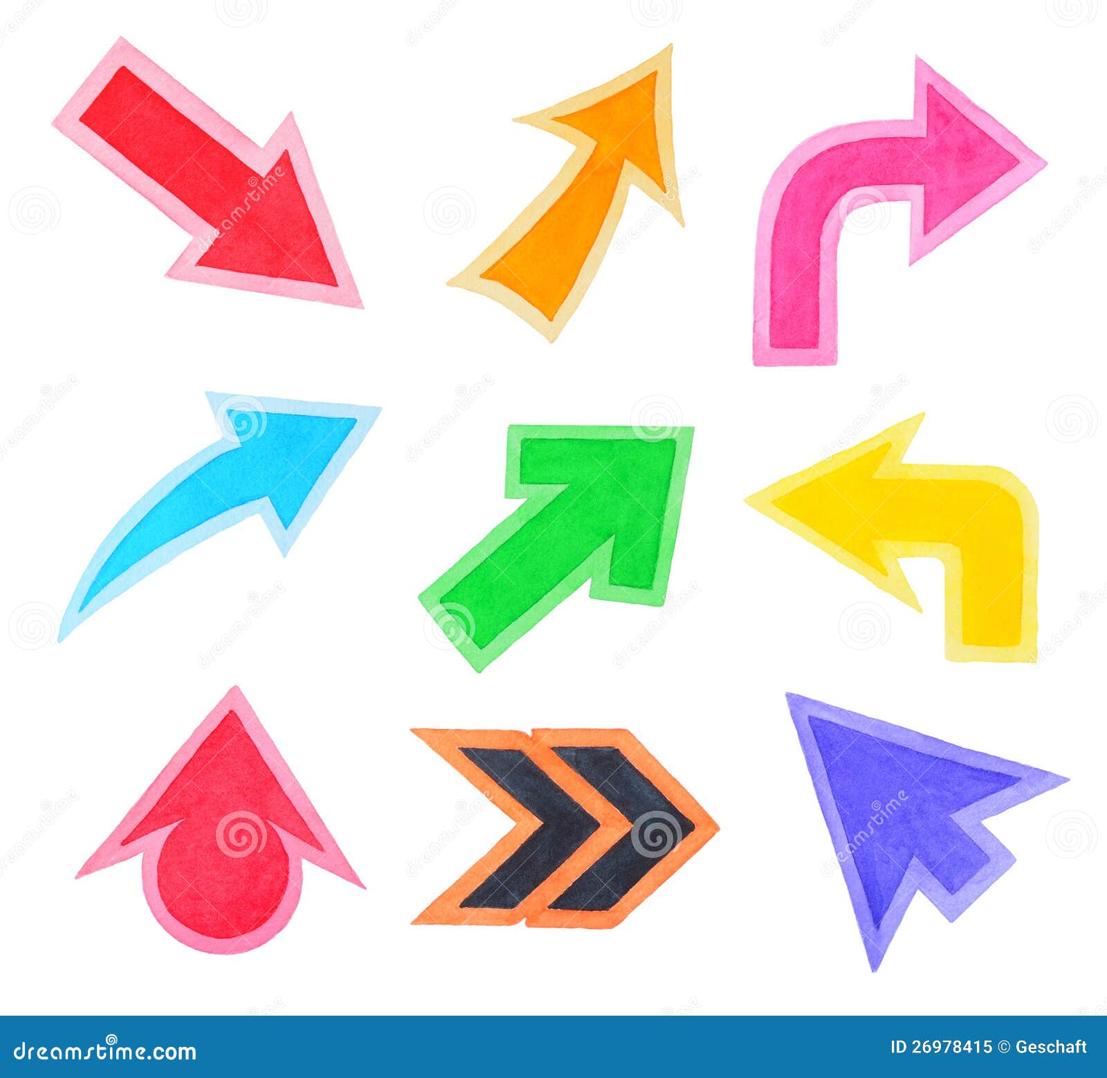 Set of Colorful Arrows or Cursors Stock Illustration - Illustration of ...