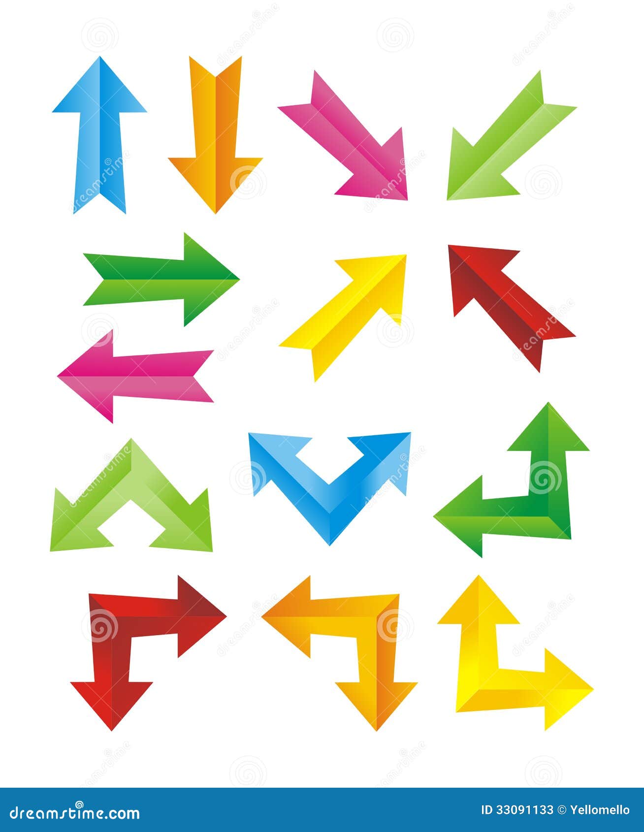 Set of colorful arrows stock illustration. Illustration of drawing ...