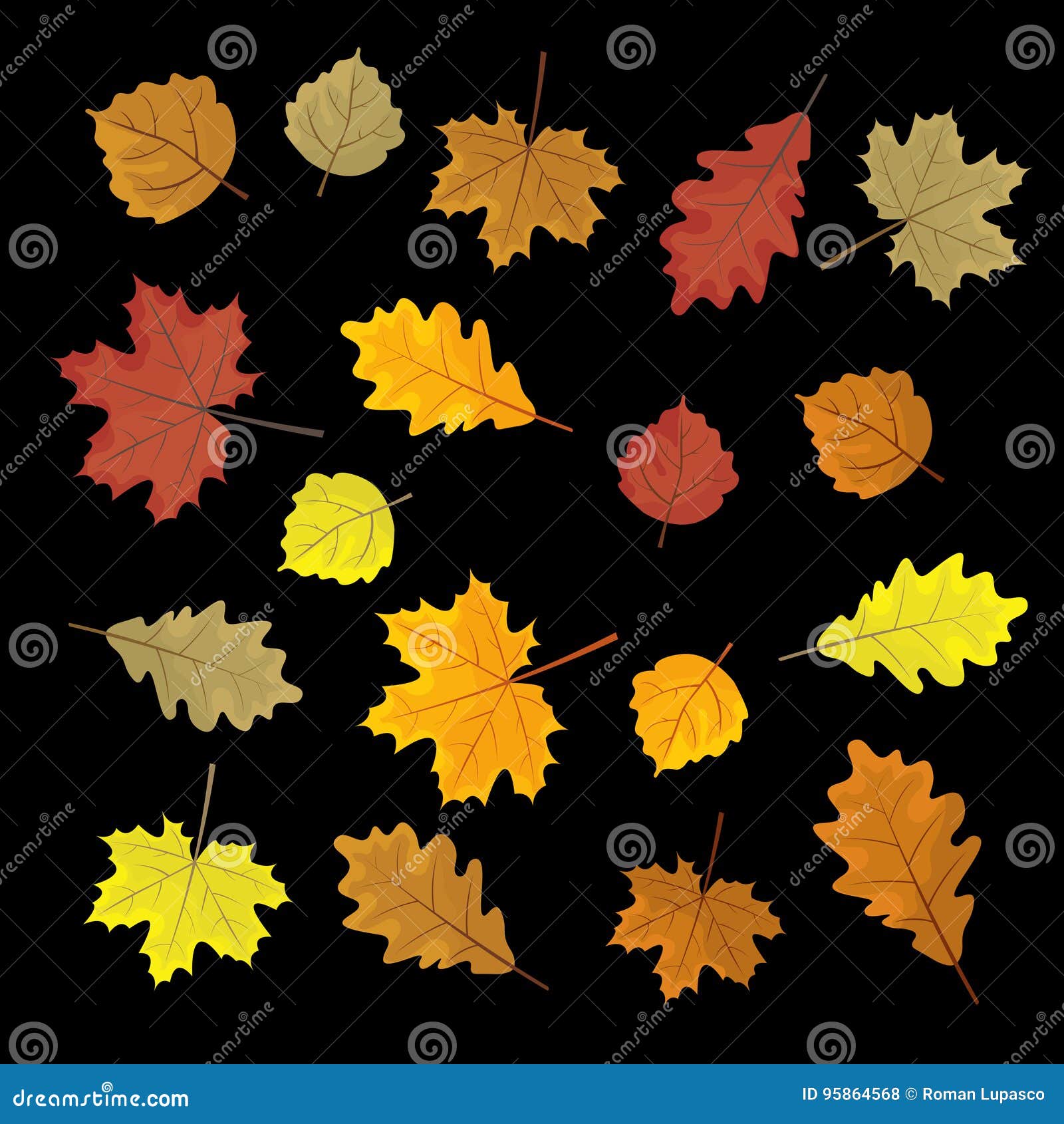 Set of Colorful Autumn Leaves. Design Elements Vector Illustration ...