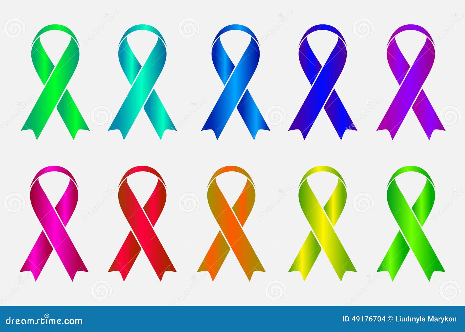 Colorful Awareness Ribbons Silhouette Vector Illustration ...