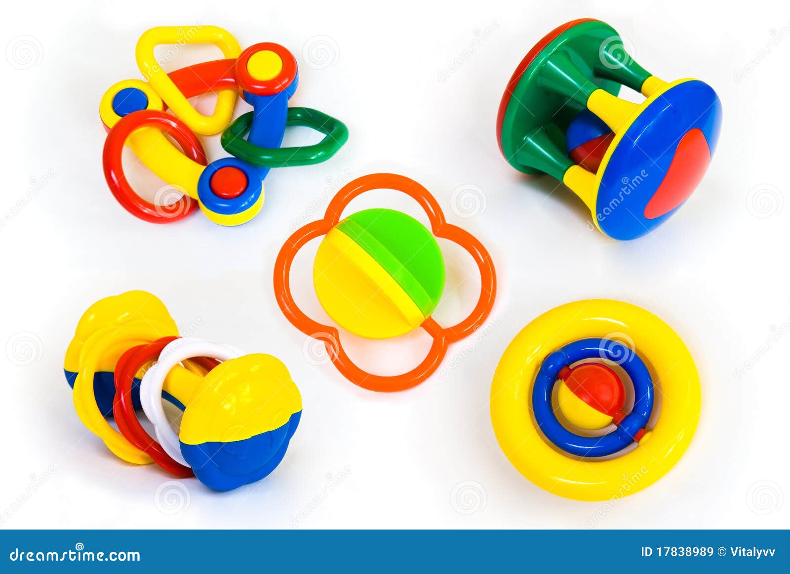 Set of Colorful Baby Rattles Isolated on White Stock Image - Image of ...