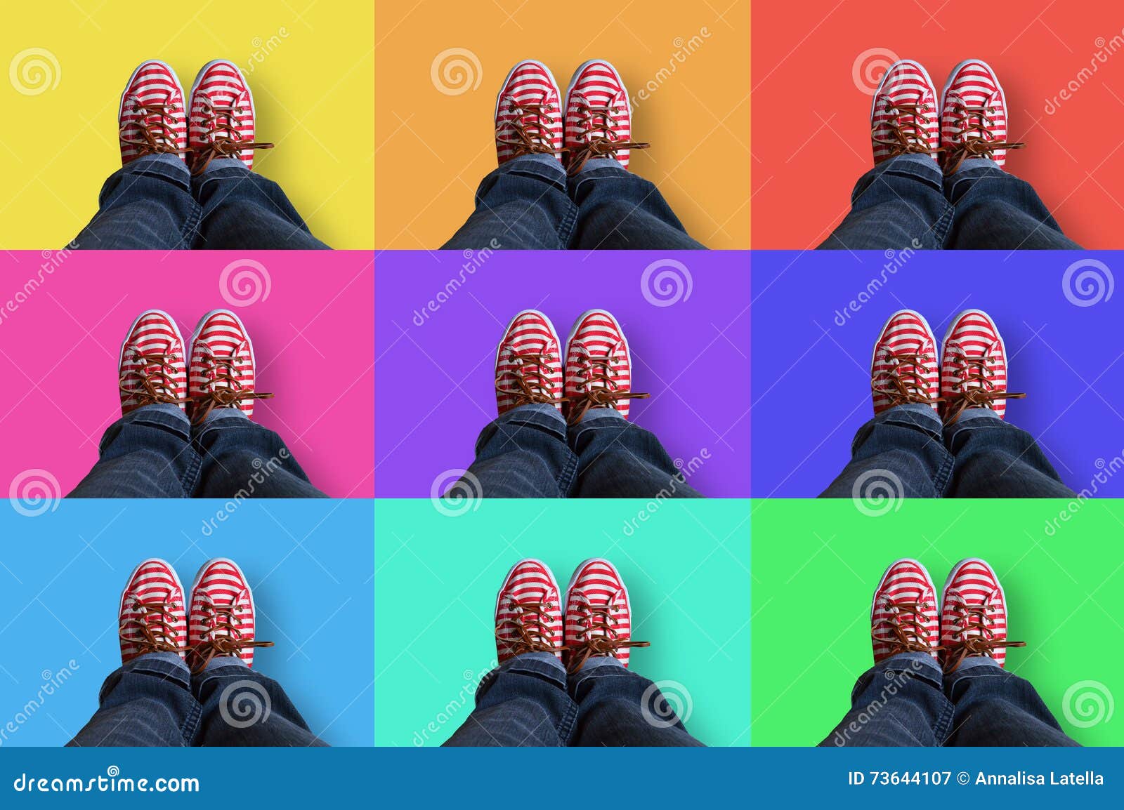 Set of Colorful Backgrounds with Shoes Stock Image - Image of yellow ...