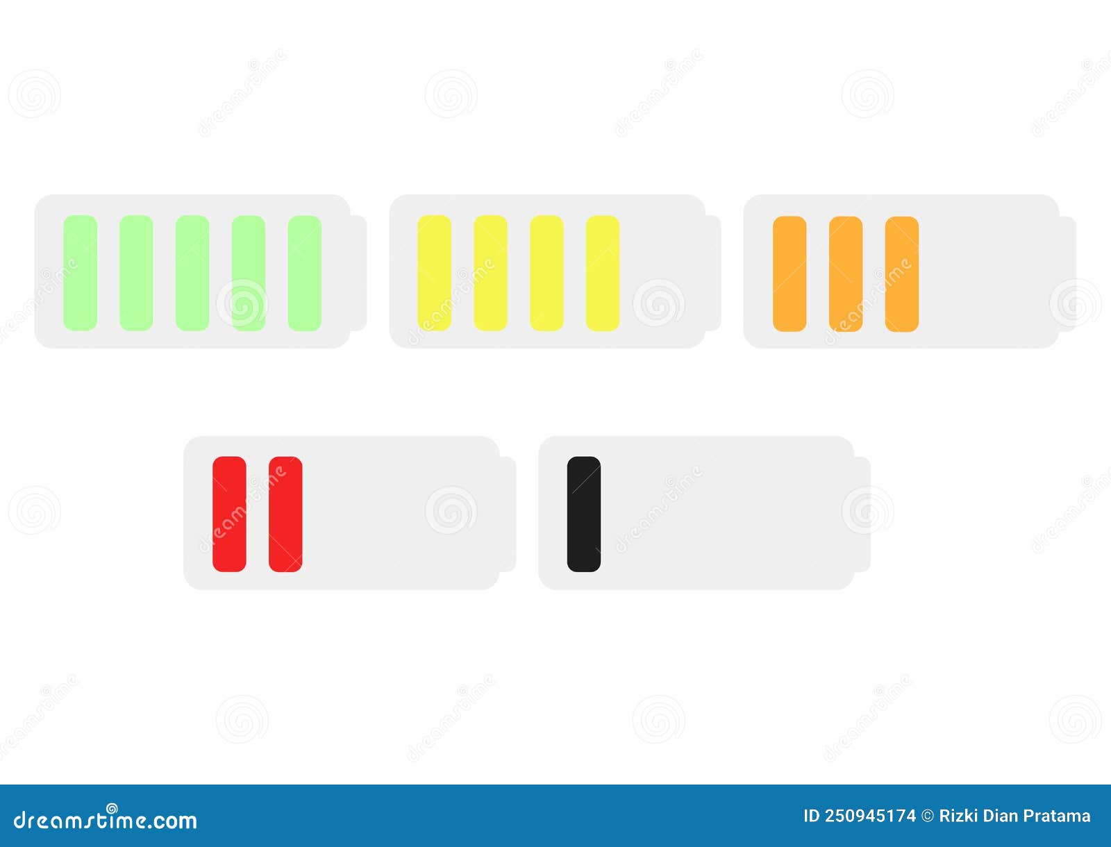 Set of Colorful Battery Indicator Illustration Icons Stock Vector ...