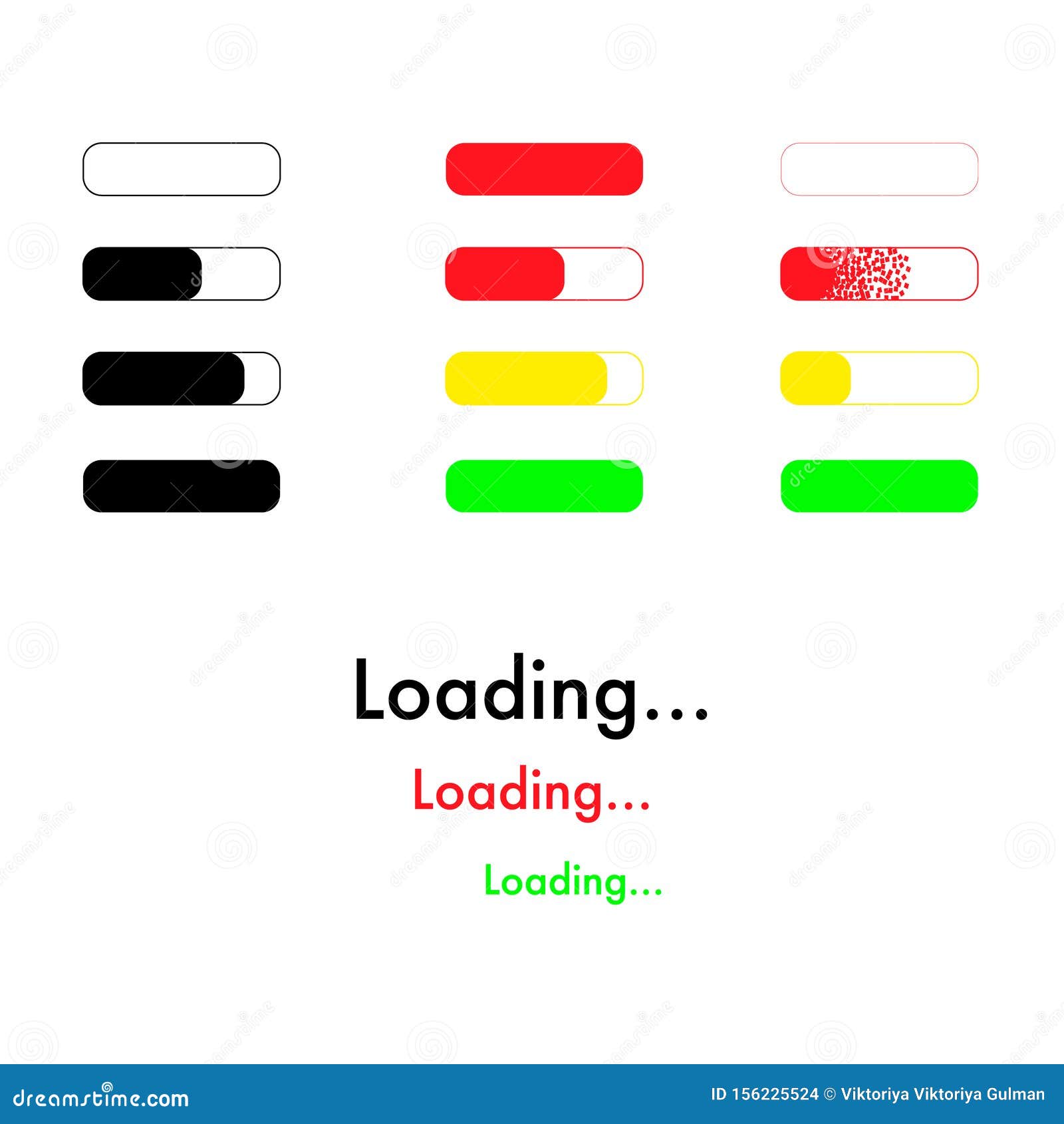 Set of Loading Bars with Text Loading Stock Vector - Illustration of ...