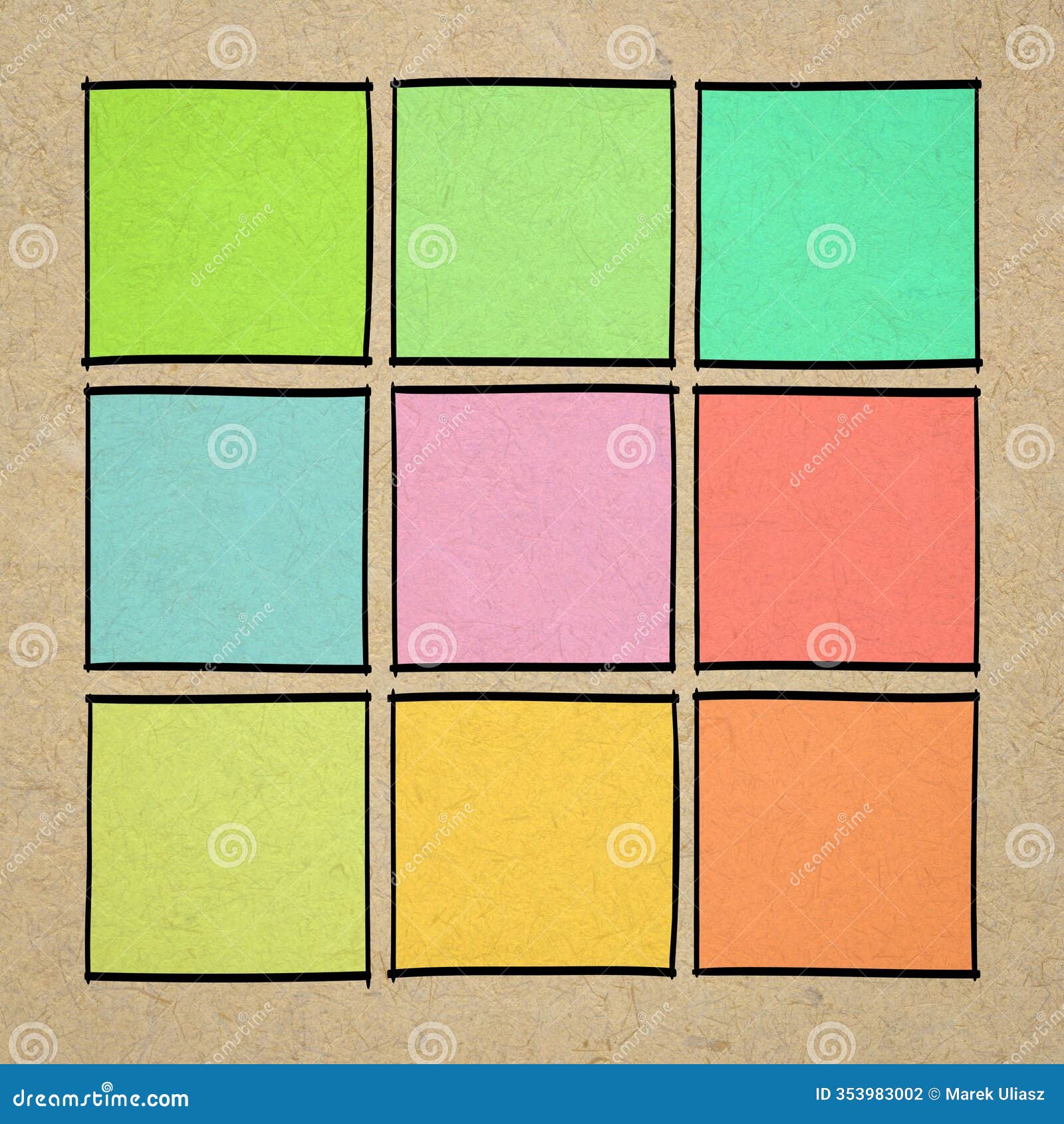 Set of Colorful, Square Notes on Art Paper Stock Photo - Image of ...