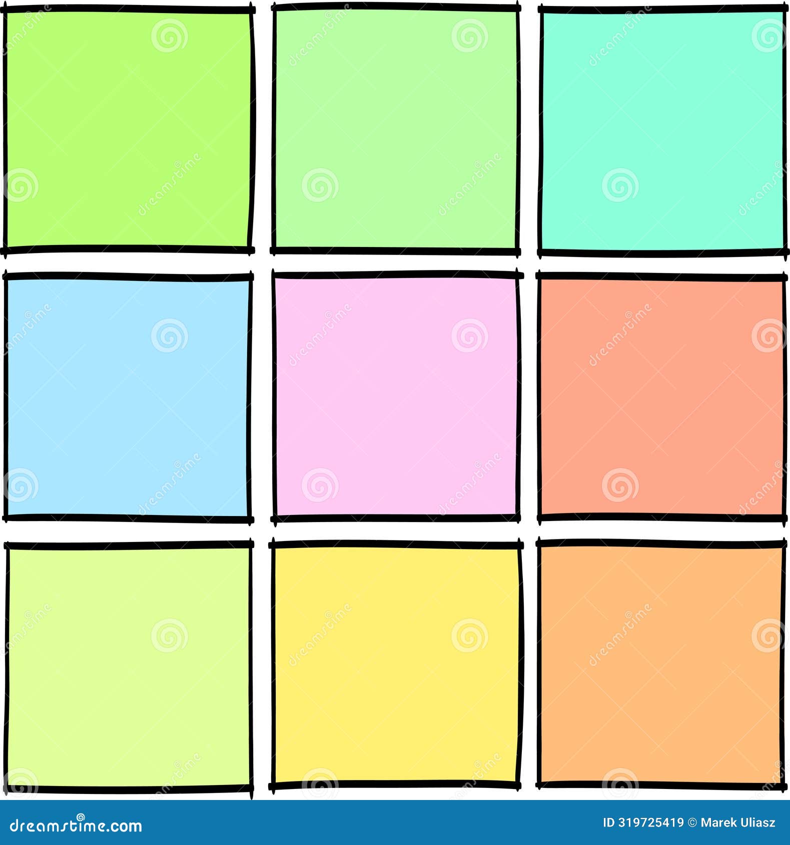 Set of Blank, Square Notes, Vector Sketch Template Stock Vector ...