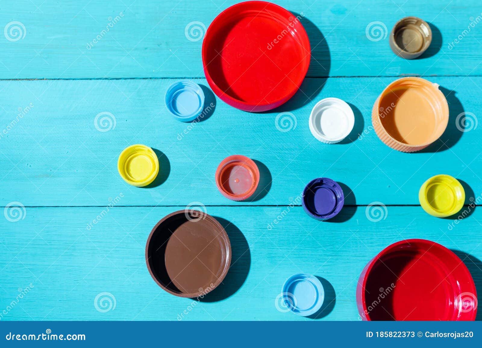 Set of Colorful Bottle Plastic Caps and Lids Stock Image - Image of ...