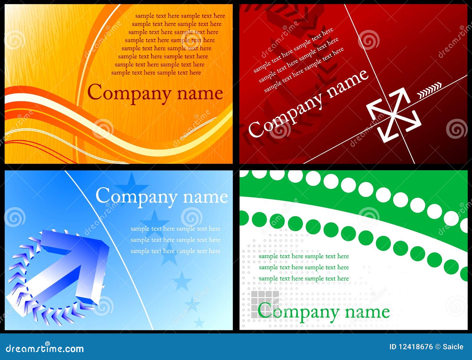 Set of Colorful Business Cards Stock Vector - Illustration of colourful ...