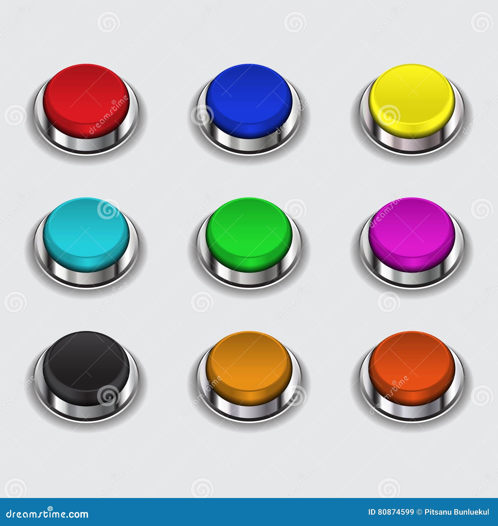 Set of colorful buttons stock vector. Illustration of design - 80874599