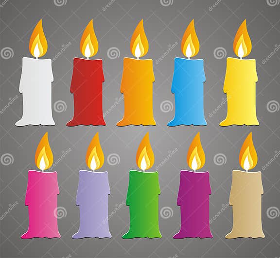 Set of Colorful Candle Vector Stock Illustration - Illustration of ...