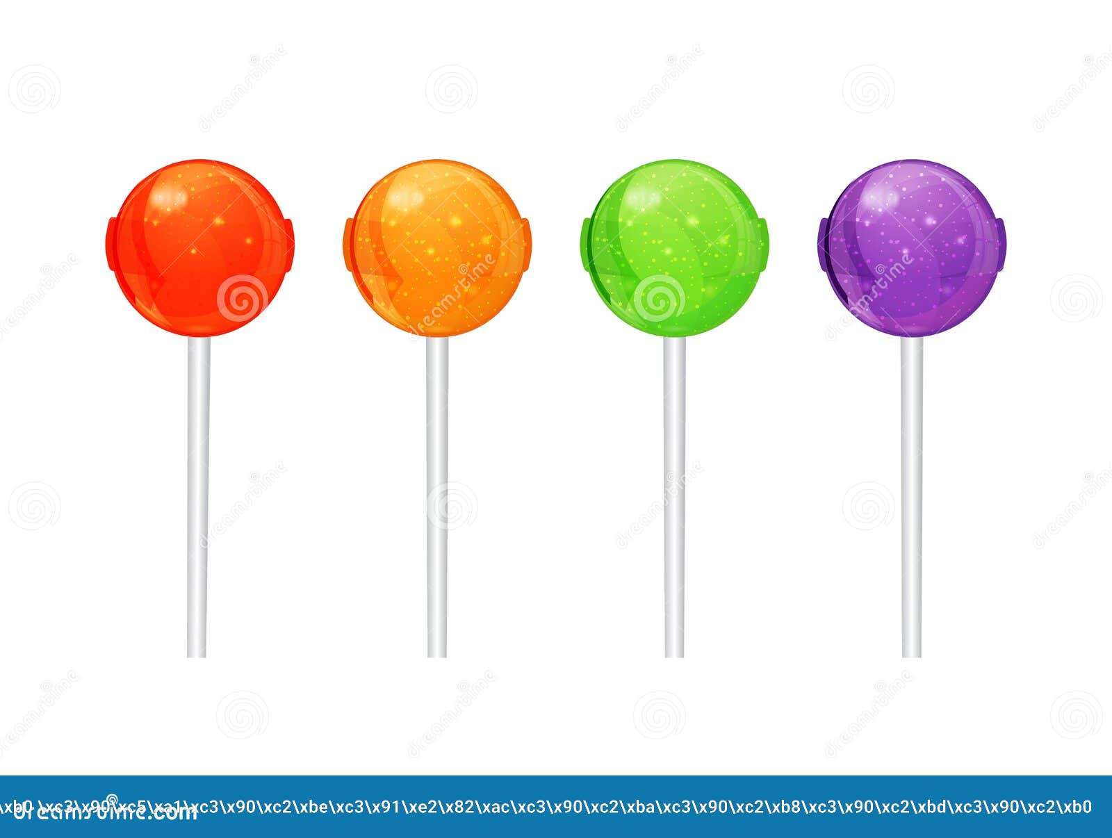 Set of Colorful Candy on a Stick. Vector Stock Vector - Illustration of ...
