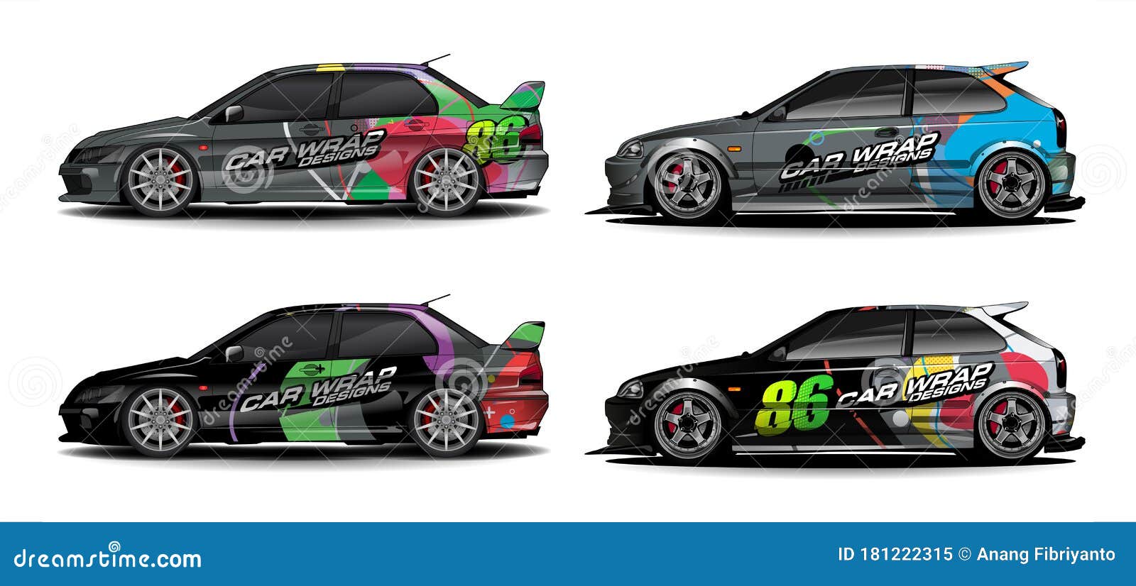 Set of Colorful Car Decal Designs Stock Vector - Illustration of ...