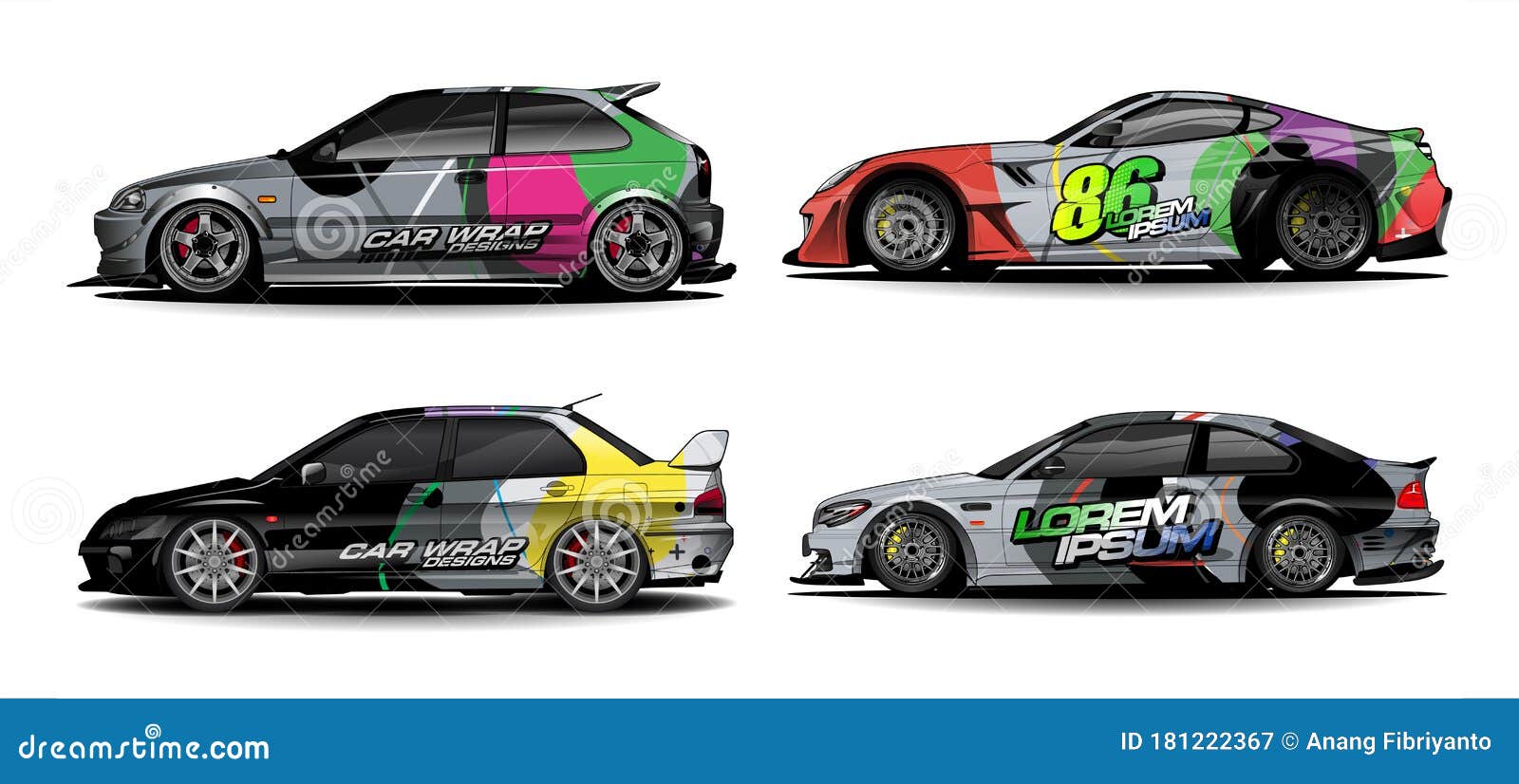 Set of Colorful Car Decal Designs Stock Vector - Illustration of truck ...