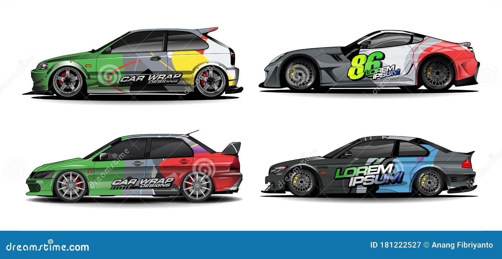 Set of Colorful Car Decal Designs Stock Vector - Illustration of ...