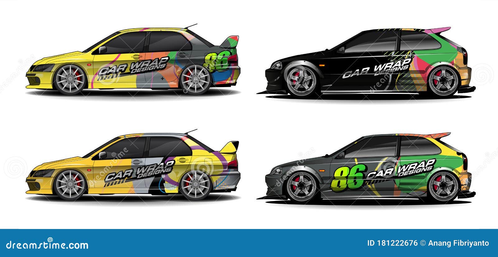 Set of Colorful Car Decal Designs Stock Vector - Illustration of ...