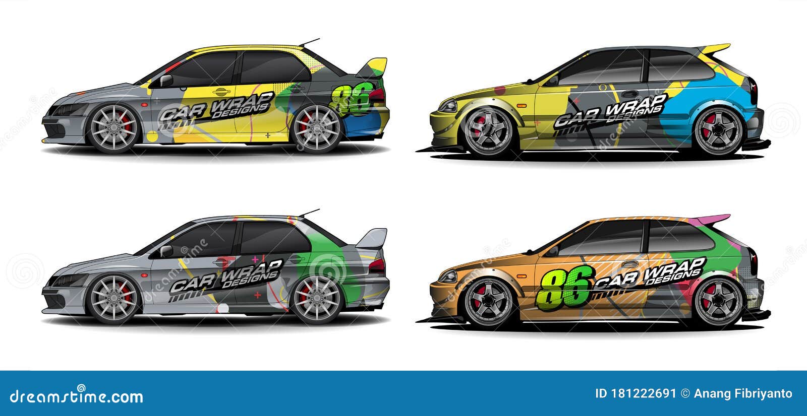 Set of Colorful Car Decal Designs Stock Vector - Illustration of ...