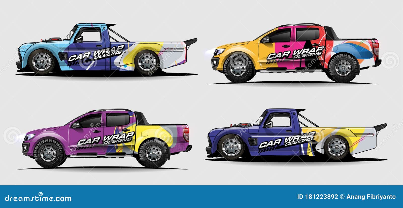 Set of Colorful Car Decal Designs Stock Vector - Illustration of decal ...