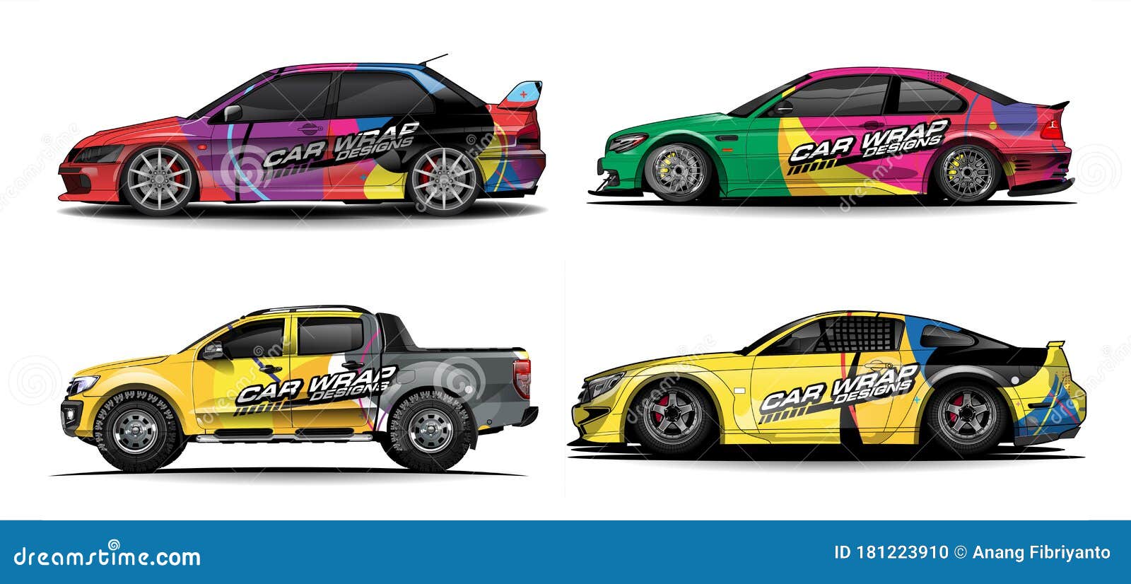 Set of Colorful Car Decal Designs Stock Vector - Illustration of modern ...