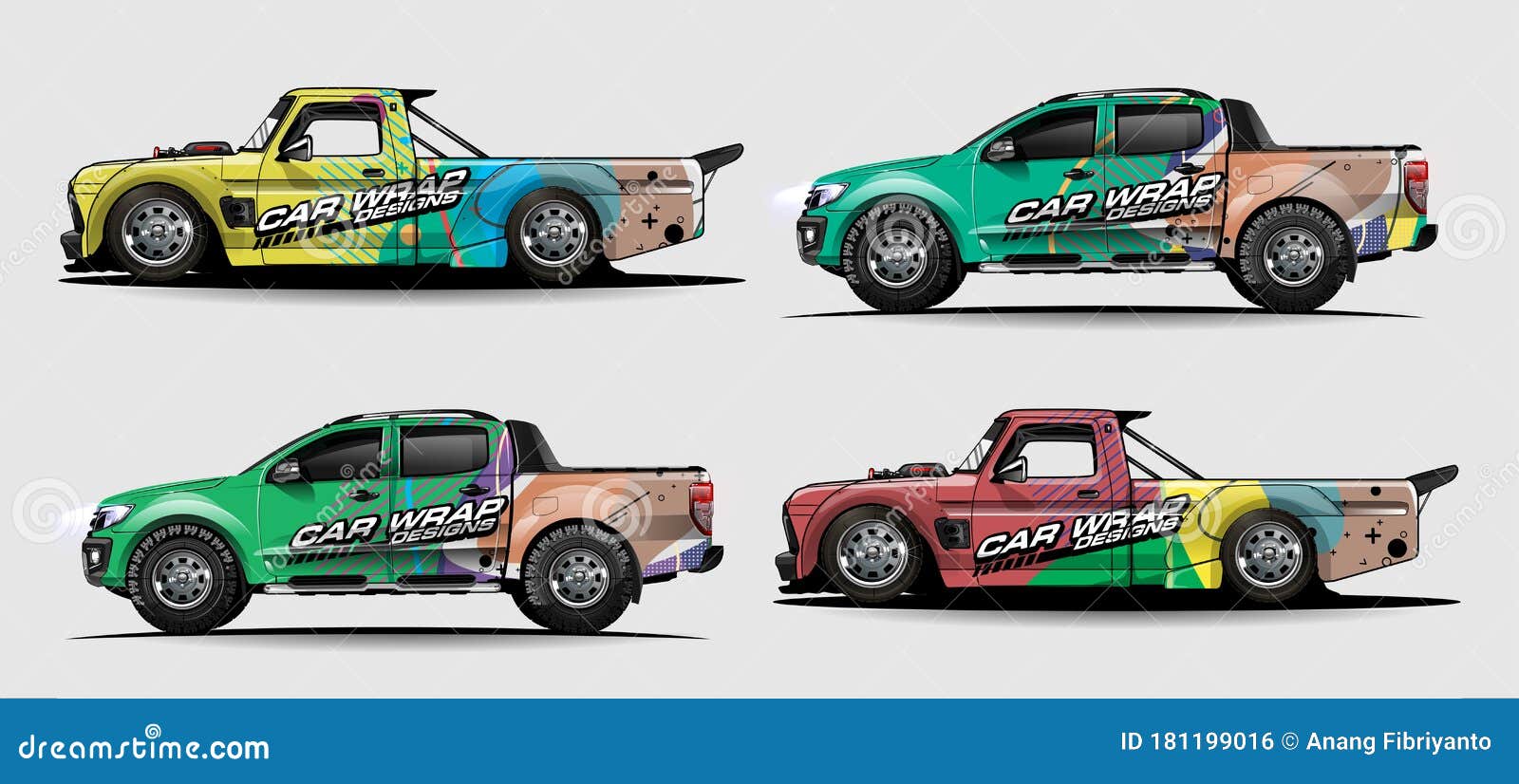 Set of Colorful Car Decals Design Stock Vector - Illustration of mockup ...
