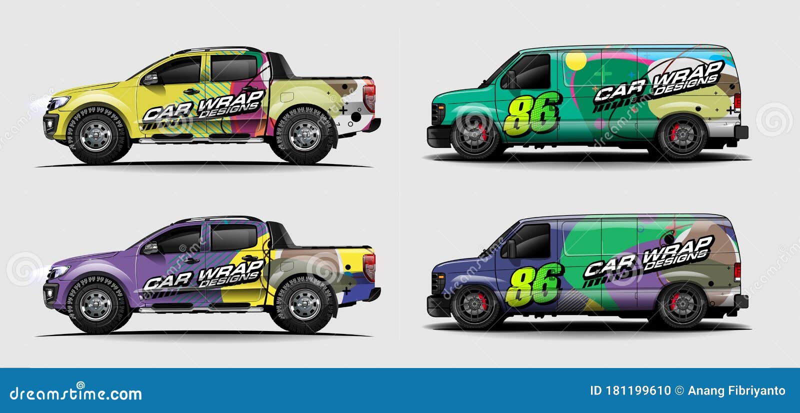 Set of Colorful Car Decals Design Stock Vector - Illustration of ...