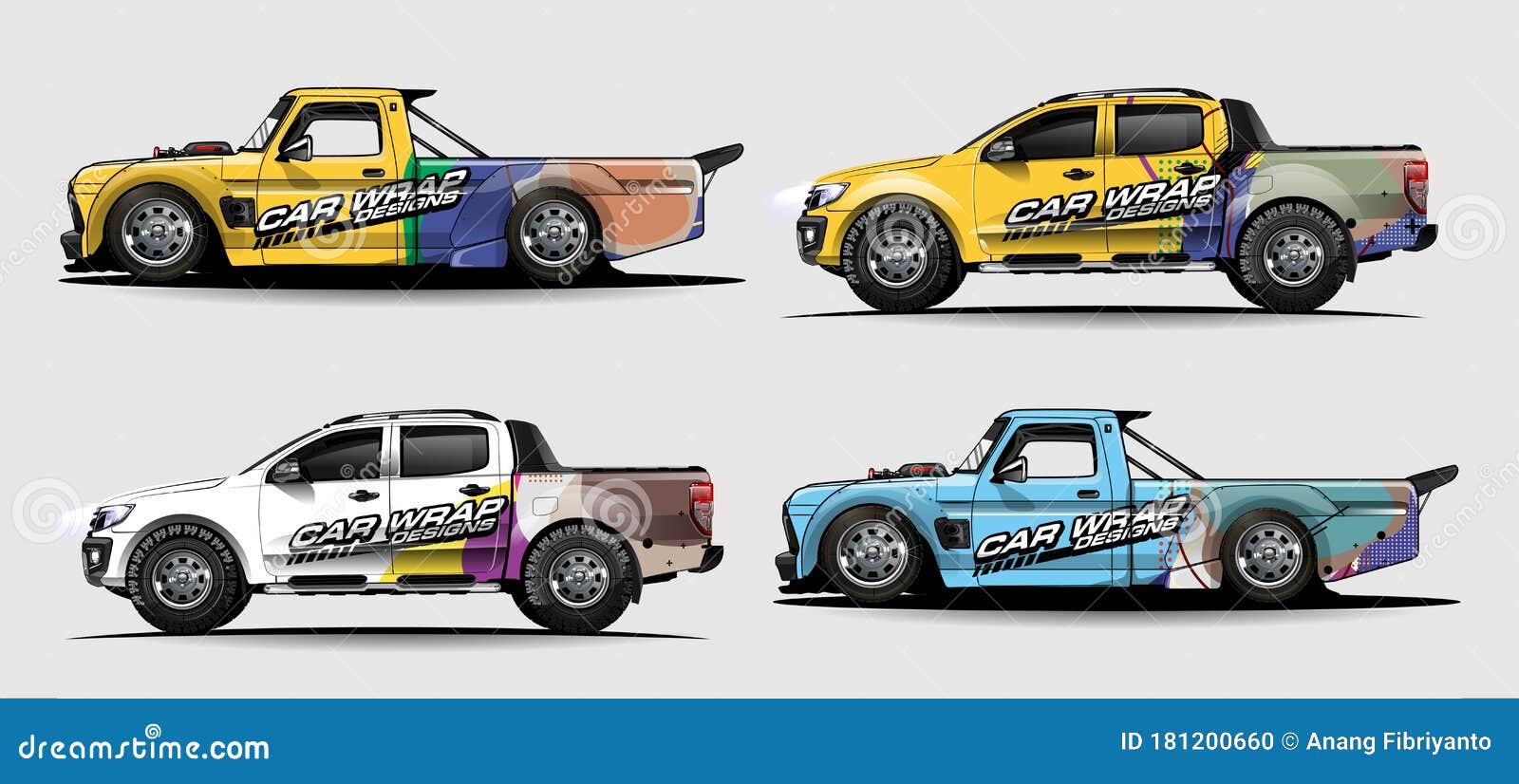 Set of Colorful Car Decals Design Stock Vector - Illustration of ...