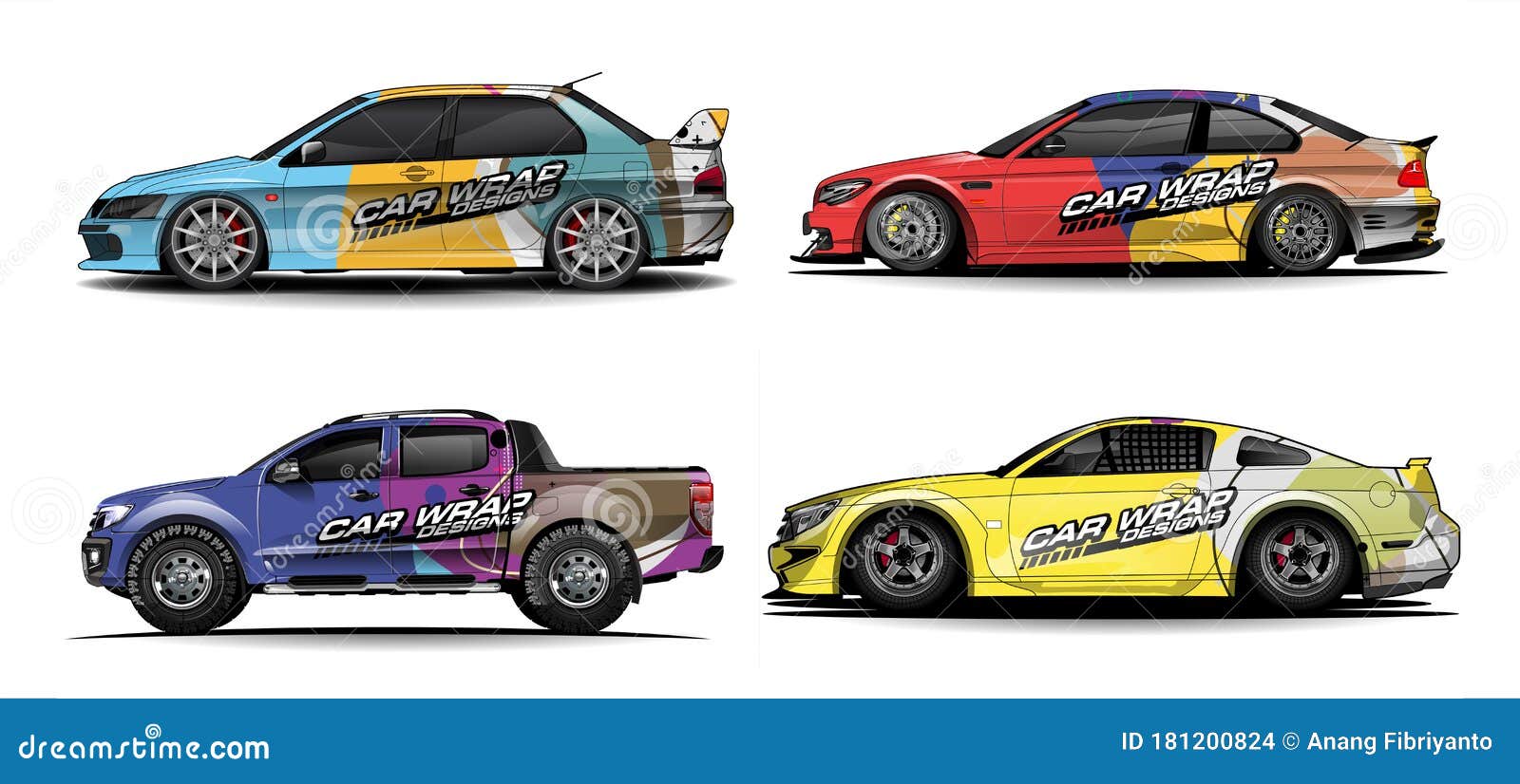 Set of Colorful Car Decals Design Stock Vector - Illustration of ...