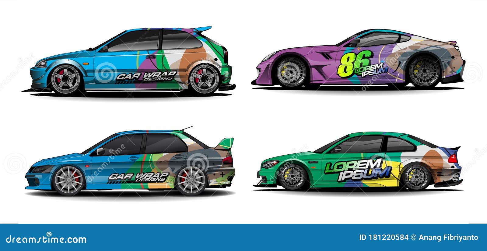 Set of Colorful Car Decals Design Stock Vector - Illustration of camo ...