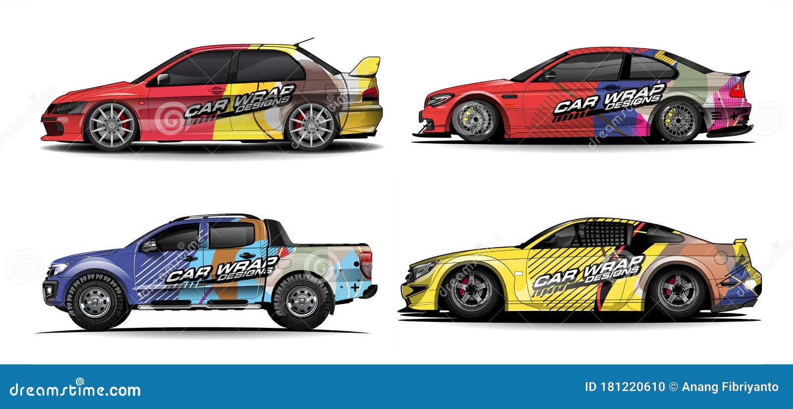 Set of Colorful Car Decals Design Stock Vector - Illustration of ...