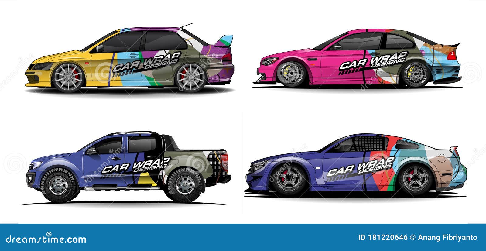 Set of Colorful Car Decals Design Stock Vector - Illustration of ...