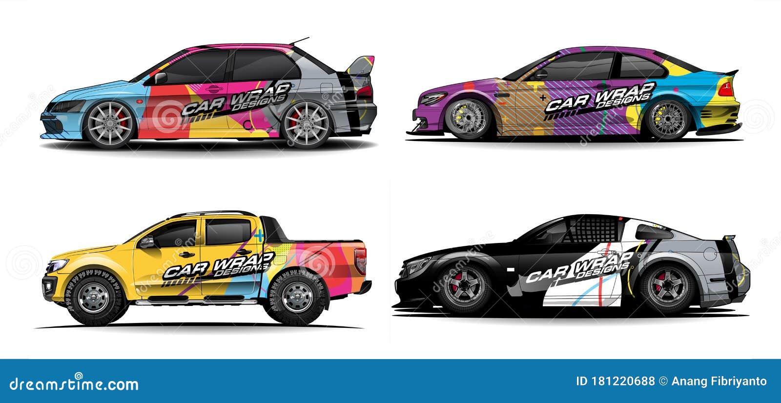 Set of Colorful Car Decals Design Stock Vector - Illustration of ...