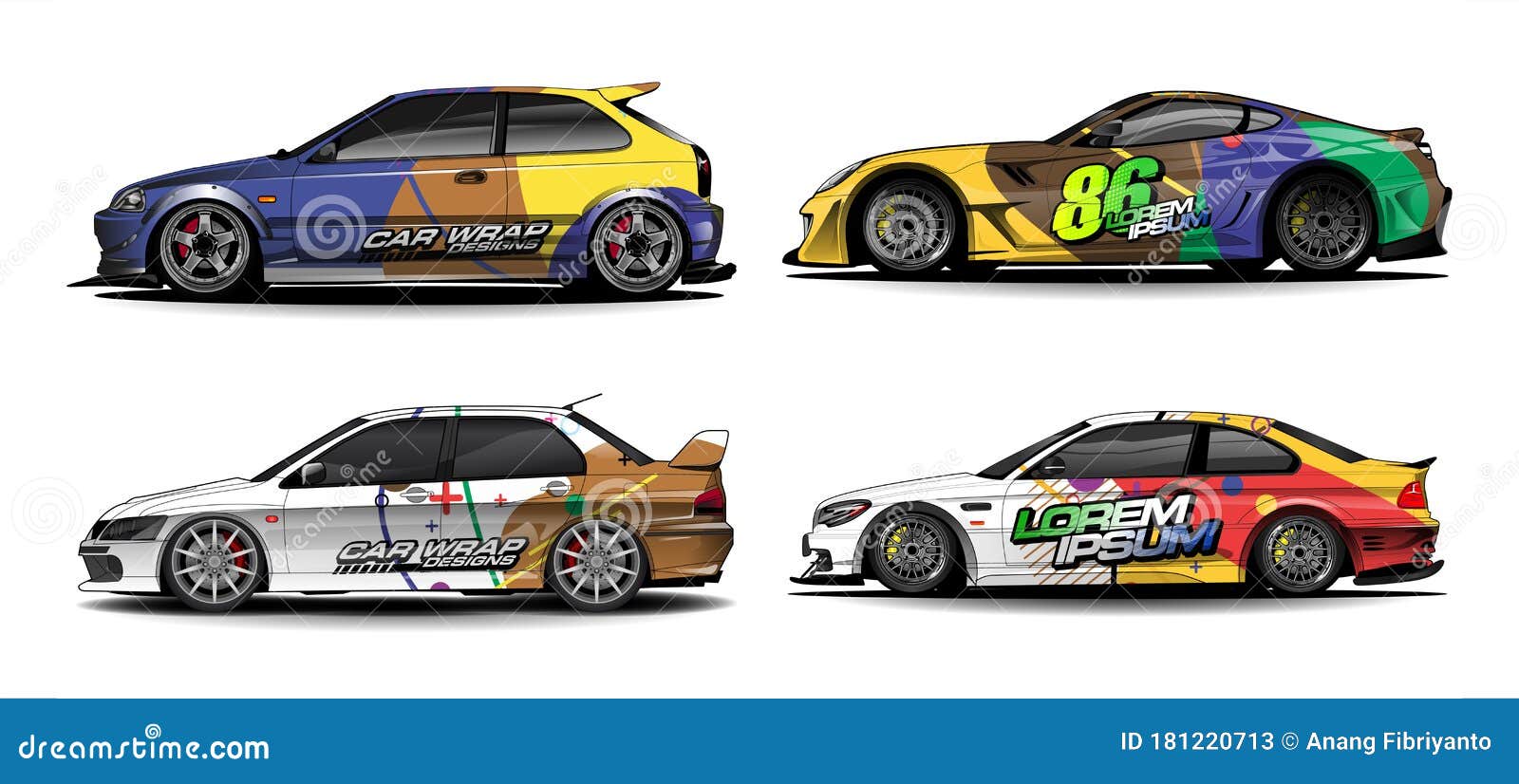 Set of Colorful Car Decals Design Stock Vector - Illustration of design ...