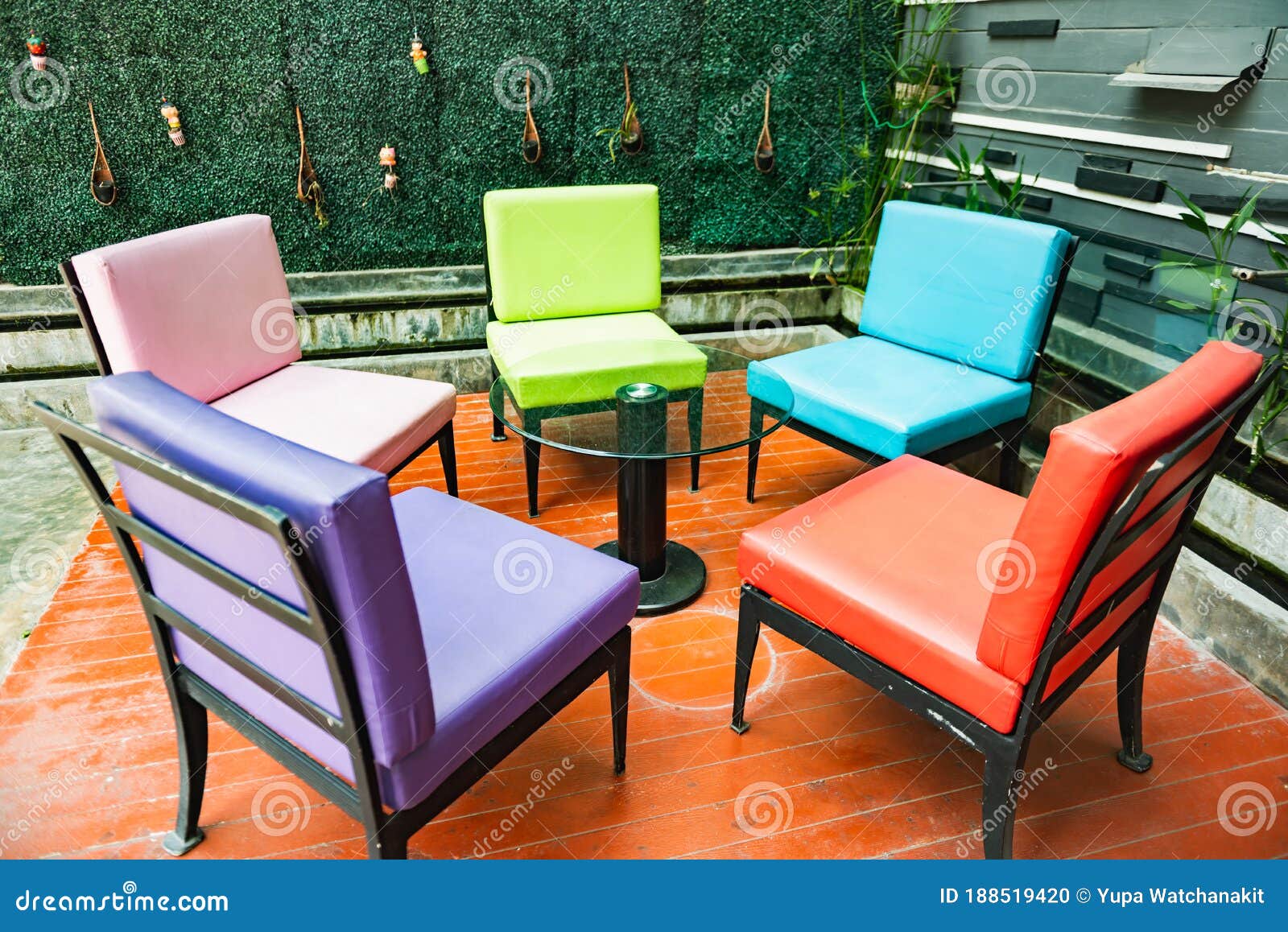 A Set of Colorful Chairs in Living Room Stock Photo - Image of elegant ...