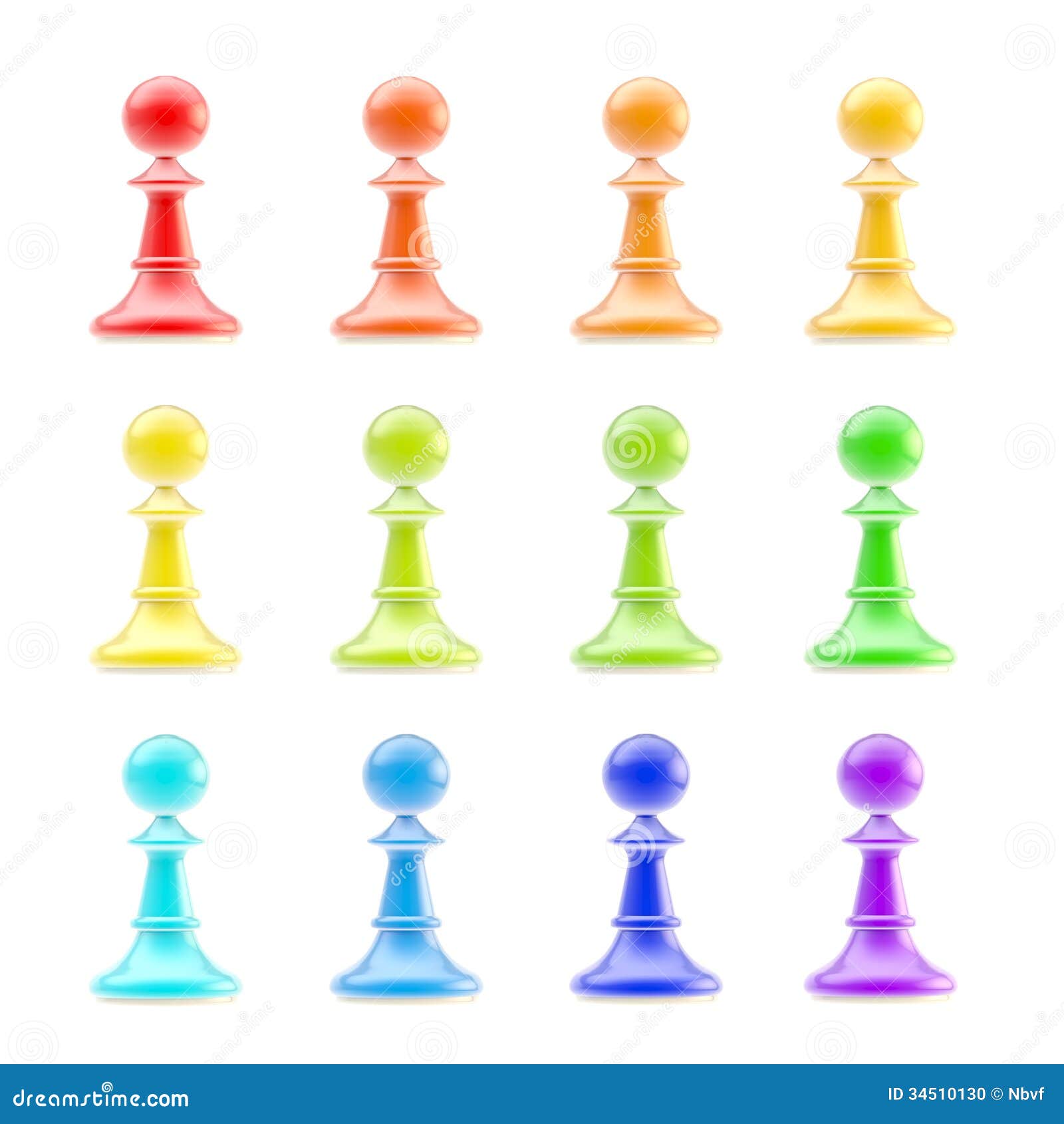Set of Colorful Chess Pawn Figures Stock Illustration - Illustration of ...