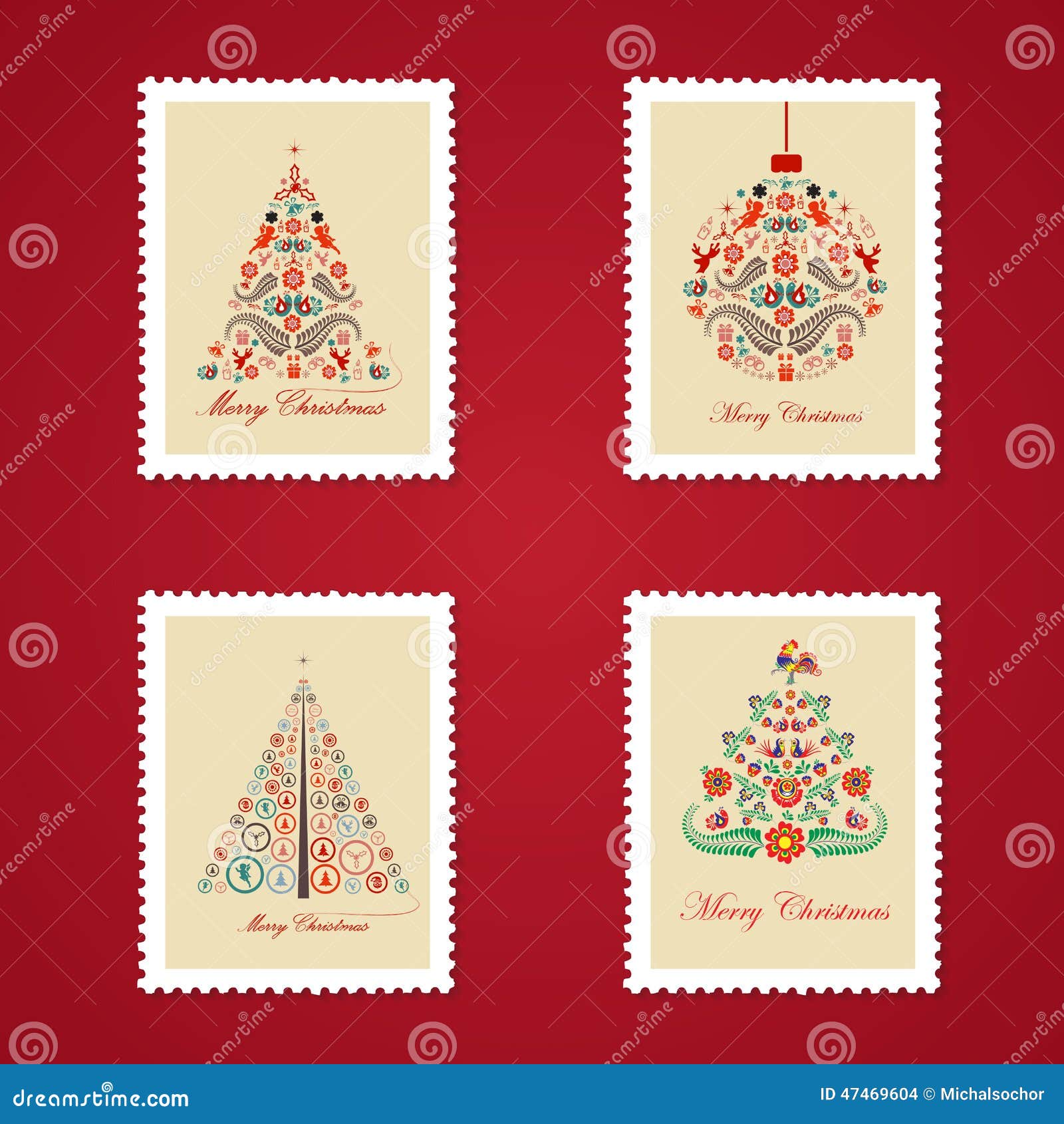 Six Red Stamps With Smiling Faces Cartoon Vector | CartoonDealer.com ...