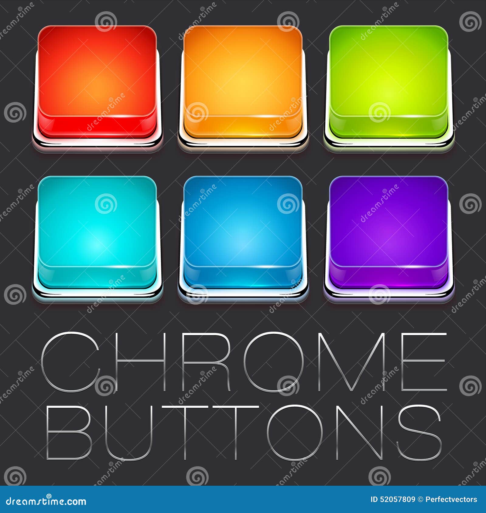 Set of Colorful Chrome Buttons Stock Vector - Illustration of glass ...