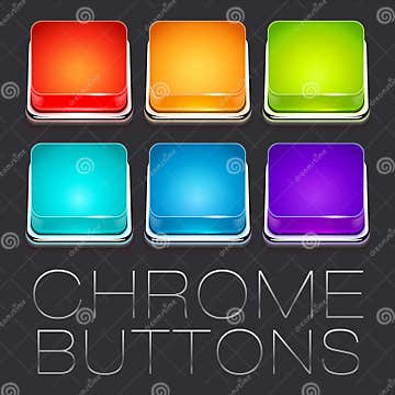 Set of Colorful Chrome Buttons Stock Vector - Illustration of glass ...