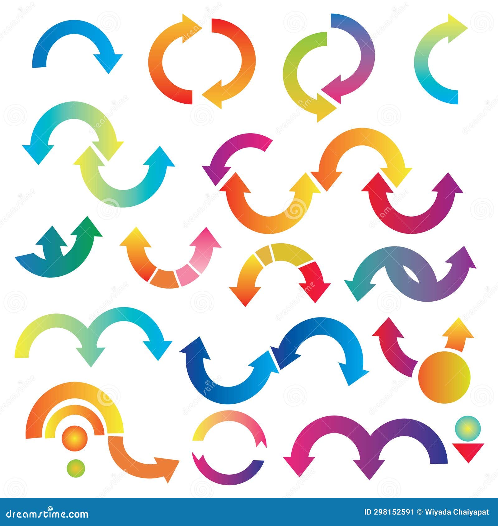 Set of Colorful Circle Arrows Stock Illustration - Illustration of ...
